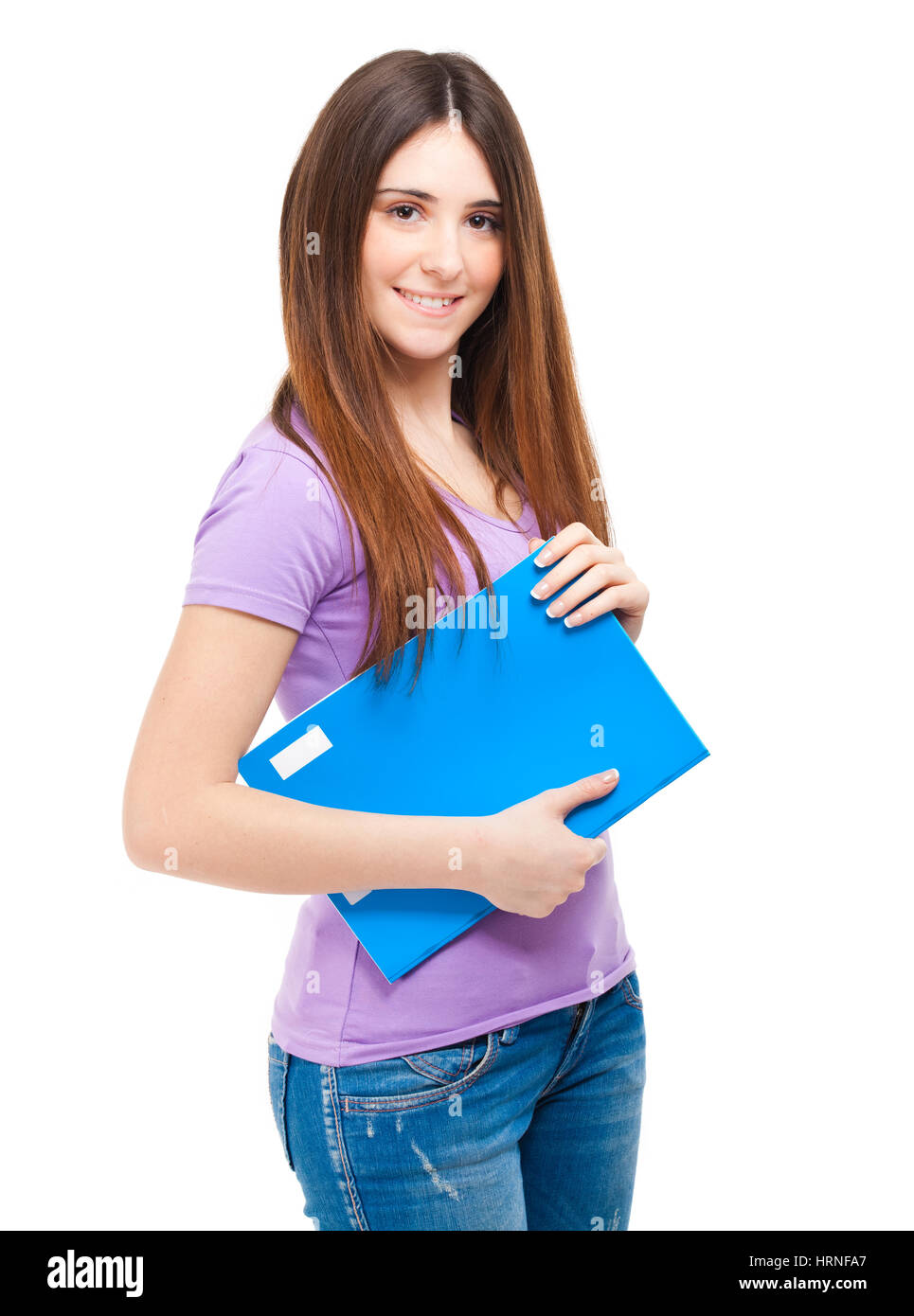 Portrait of a young cute student isolated on white Stock Photo - Alamy
