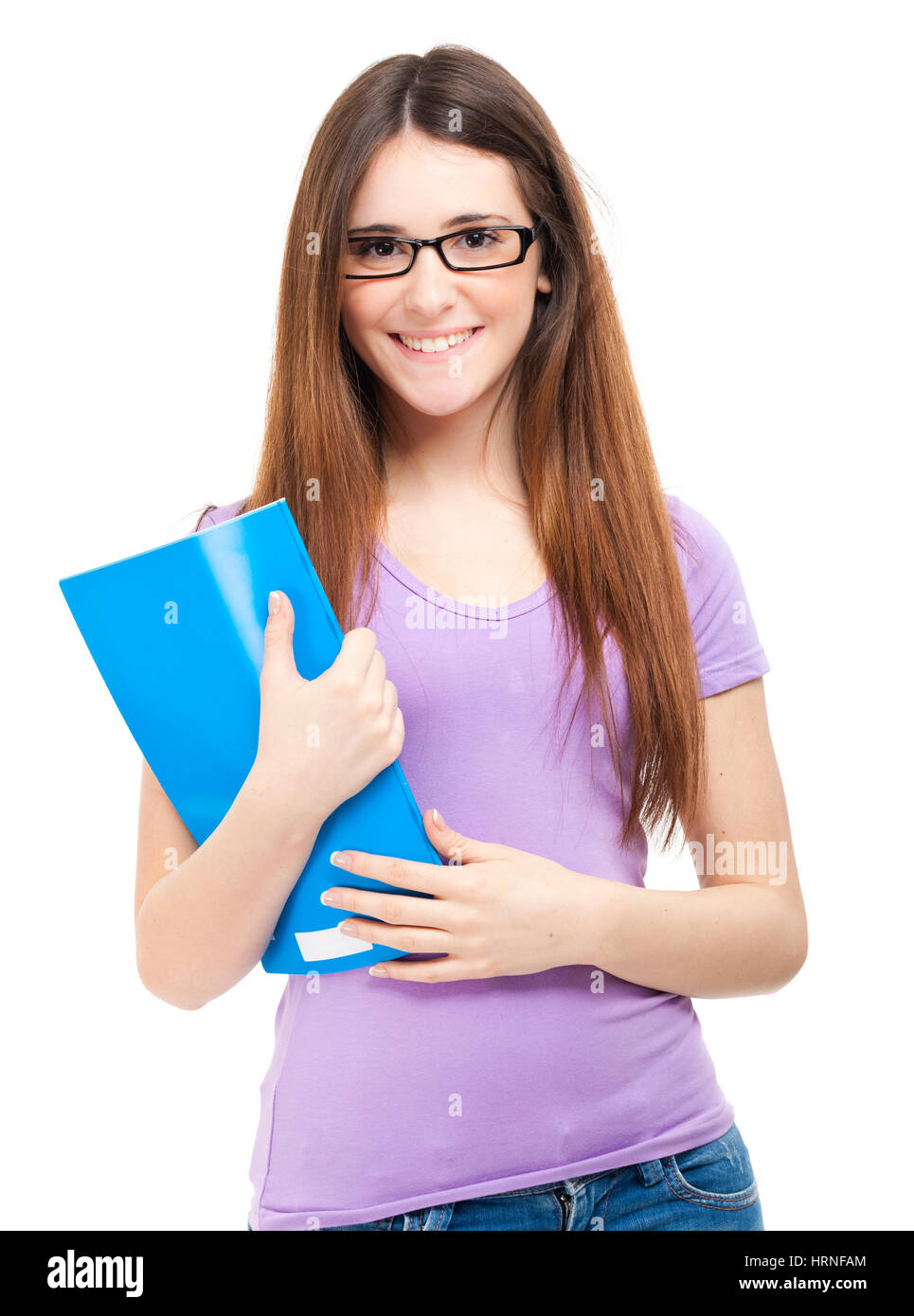 Portrait of a young cute student isolated on white Stock Photo - Alamy