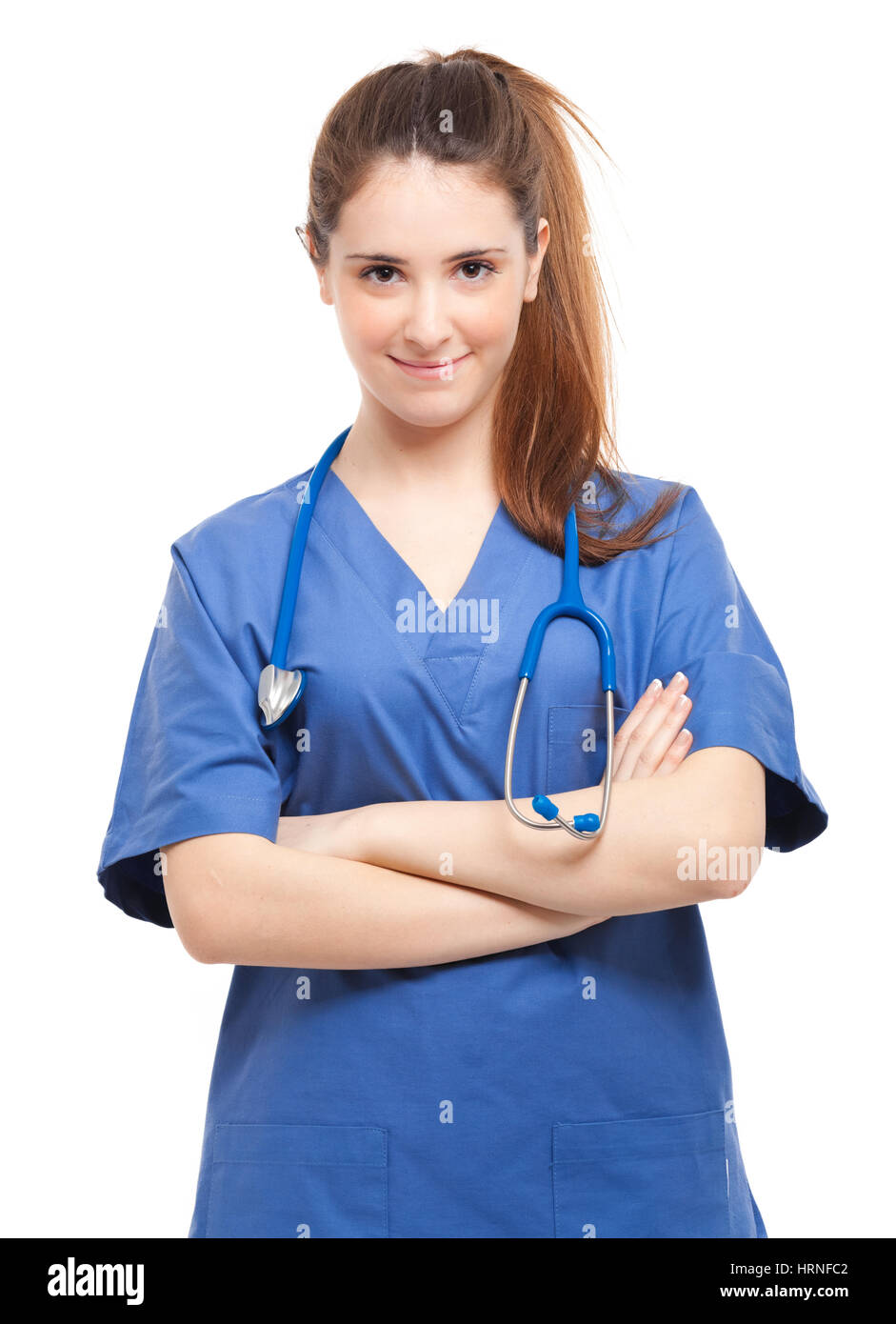 Smiling nurse isolated on white Stock Photo - Alamy