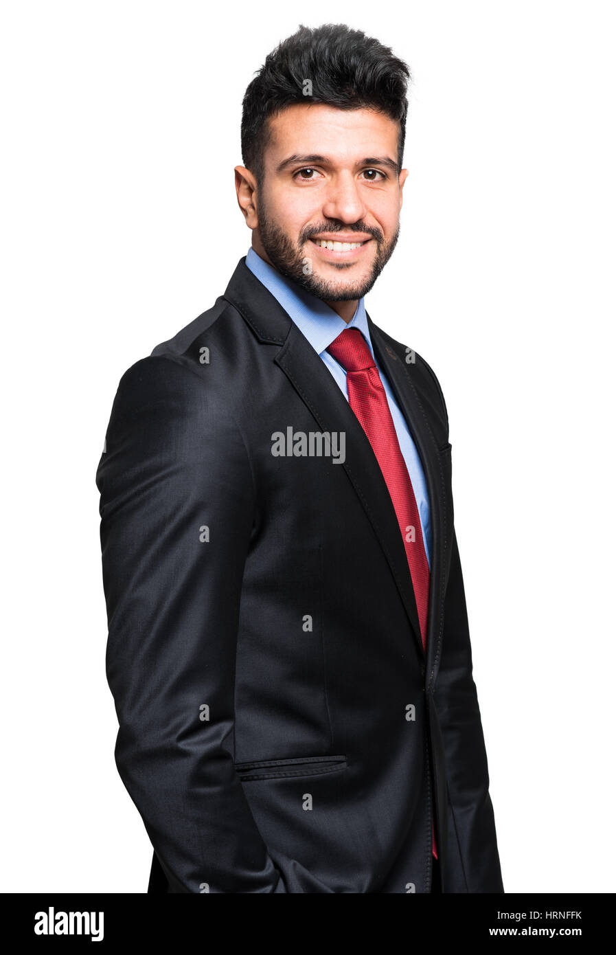 Smiling businessman portrait on white background Stock Photo - Alamy