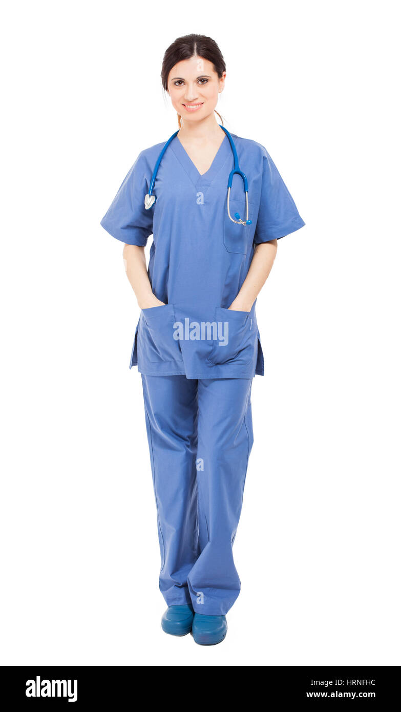 Nurse full length isolated on white Stock Photo - Alamy