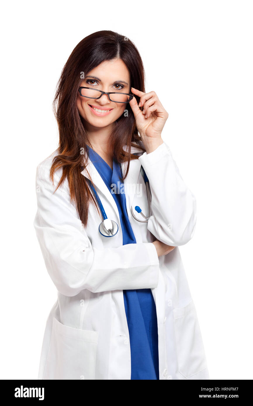Friendly female doctor portrait Stock Photo - Alamy