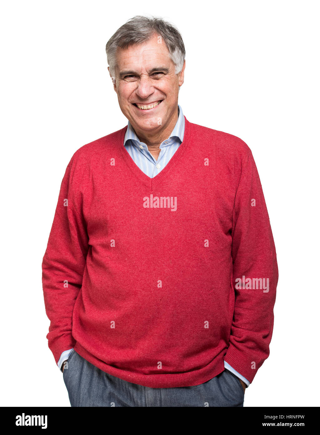 Handsome senior man standing against white background Stock Photo - Alamy