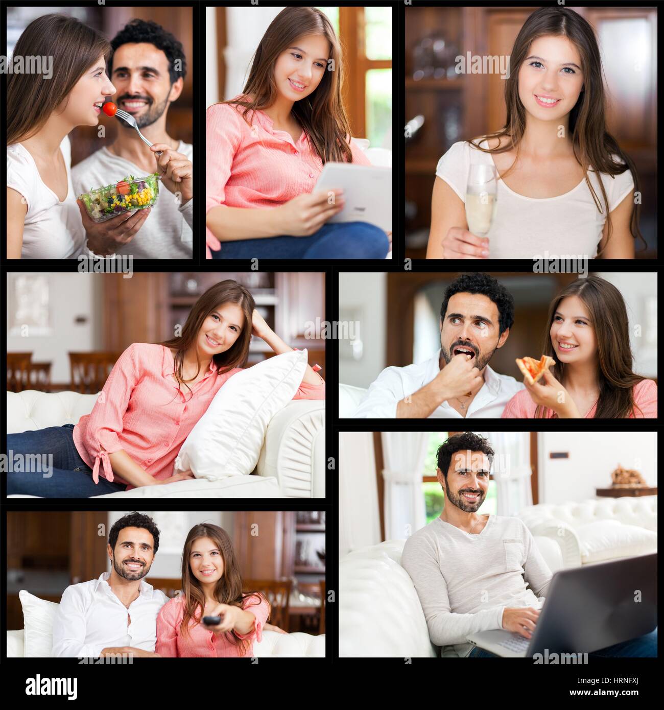 Collage of home relax pictures Stock Photo - Alamy
