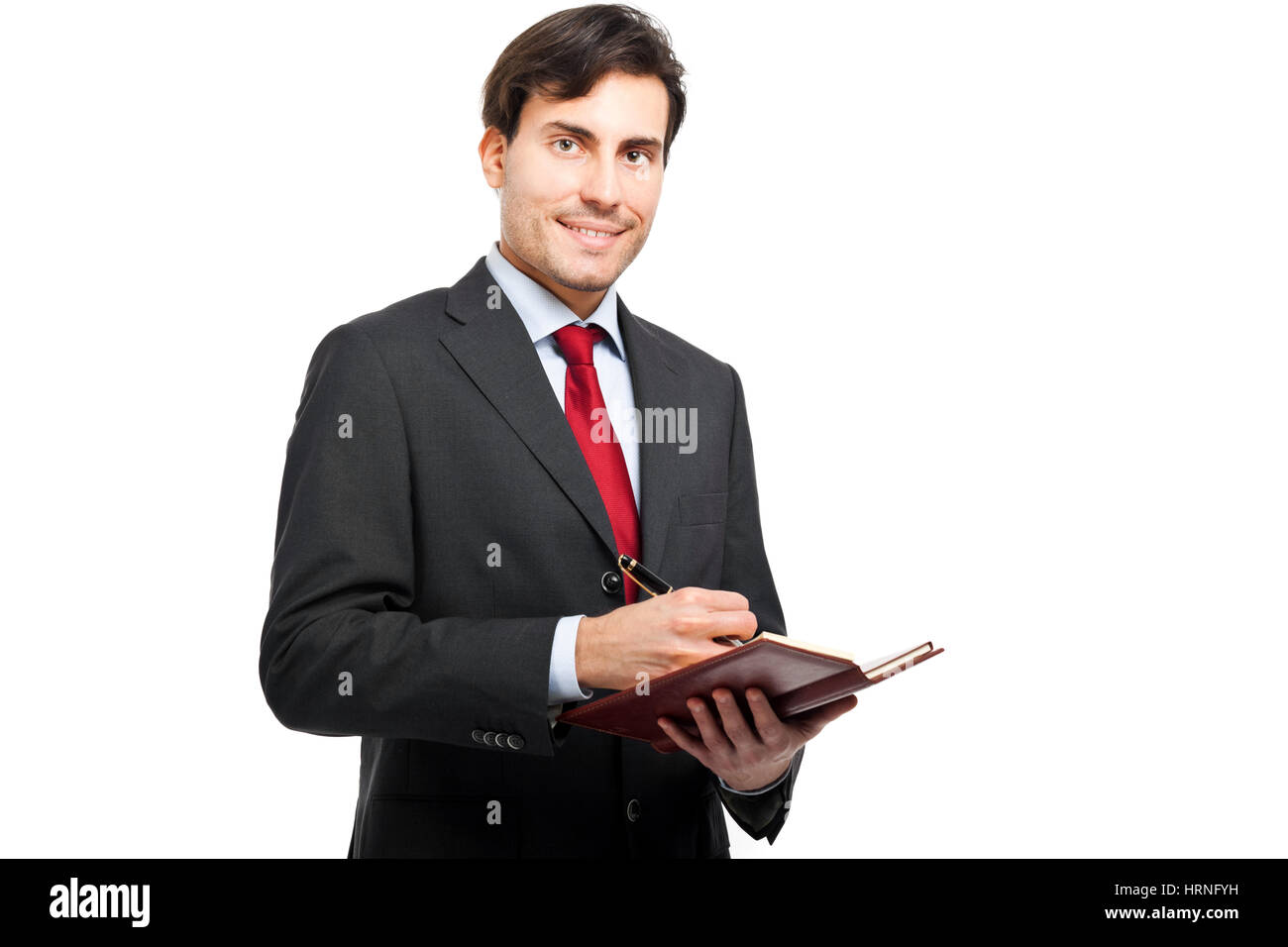 Male manager on white background Stock Photo - Alamy
