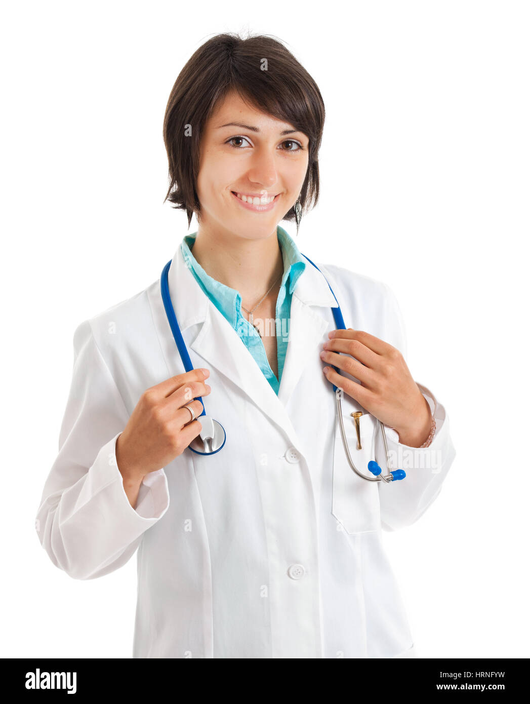 Smiling female doctor isolated on white Stock Photo - Alamy