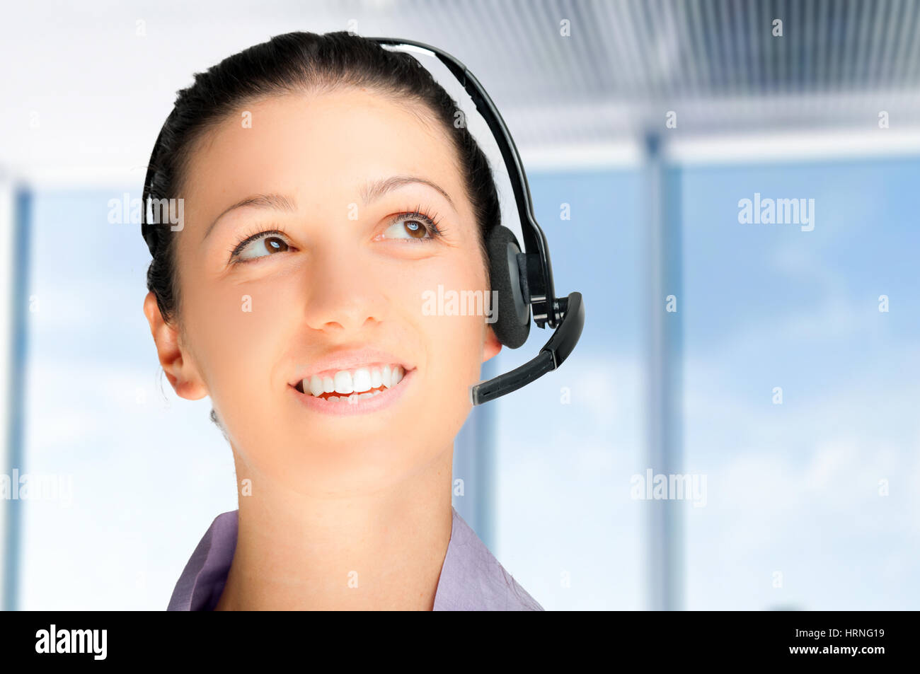 Portrait of a beautiful customer representative at work Stock Photo - Alamy
