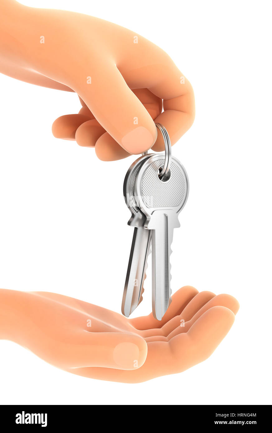 3d hand handing over the keys, illustration with isolated white ...