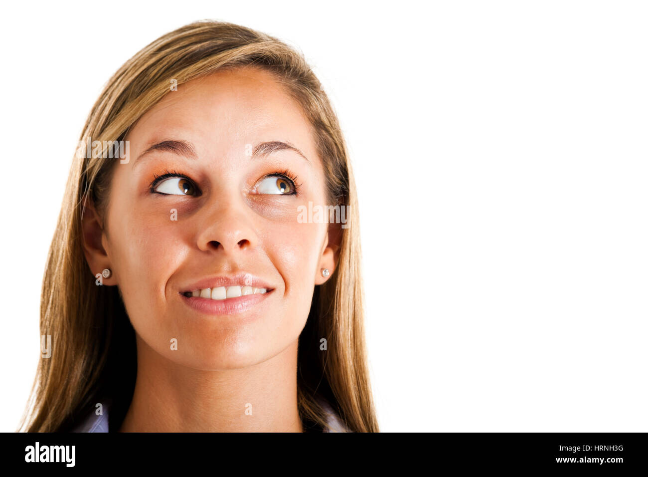 Beautiful woman while thinking at something Stock Photo - Alamy