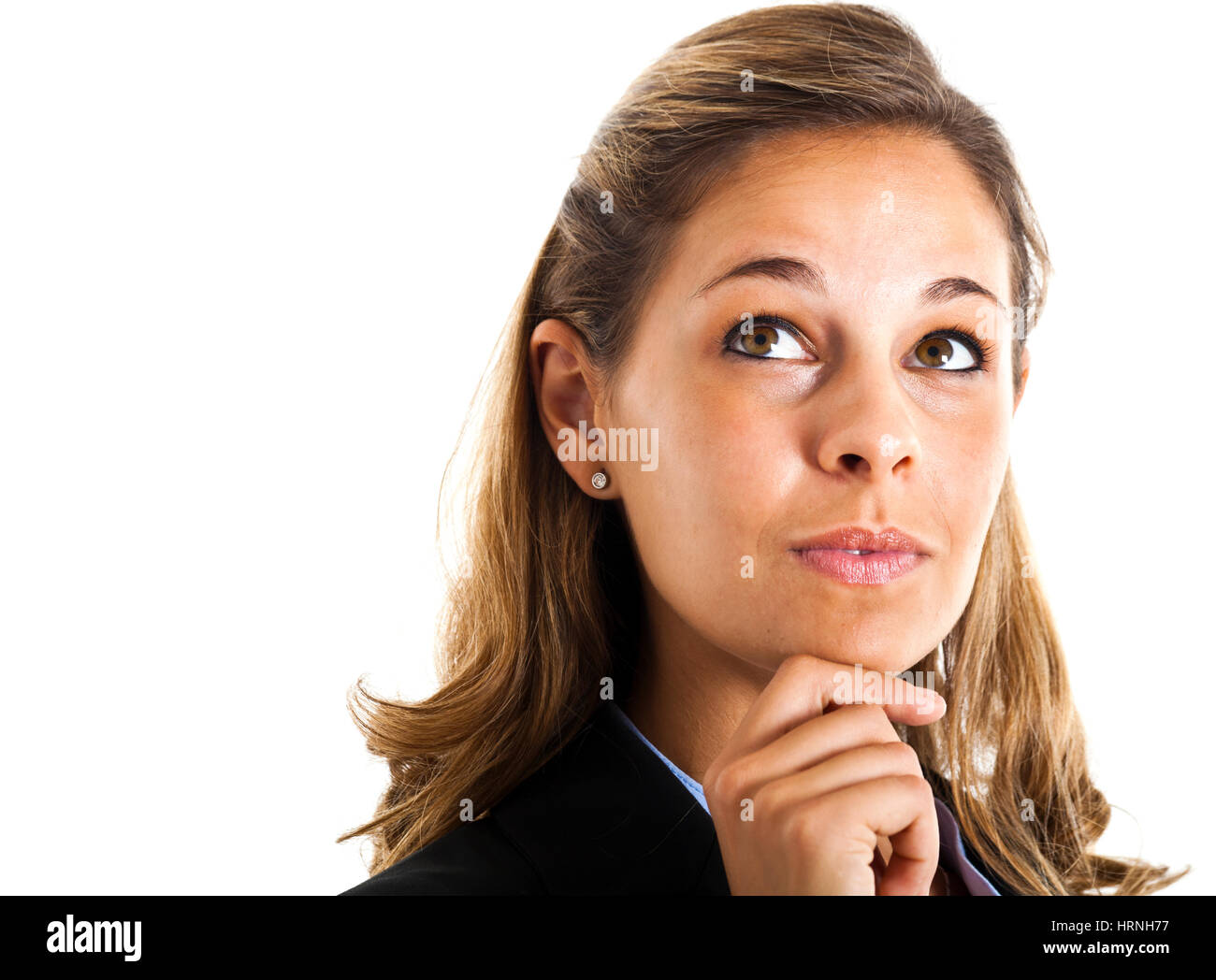 Beautiful business woman while thinking at something Stock Photo - Alamy