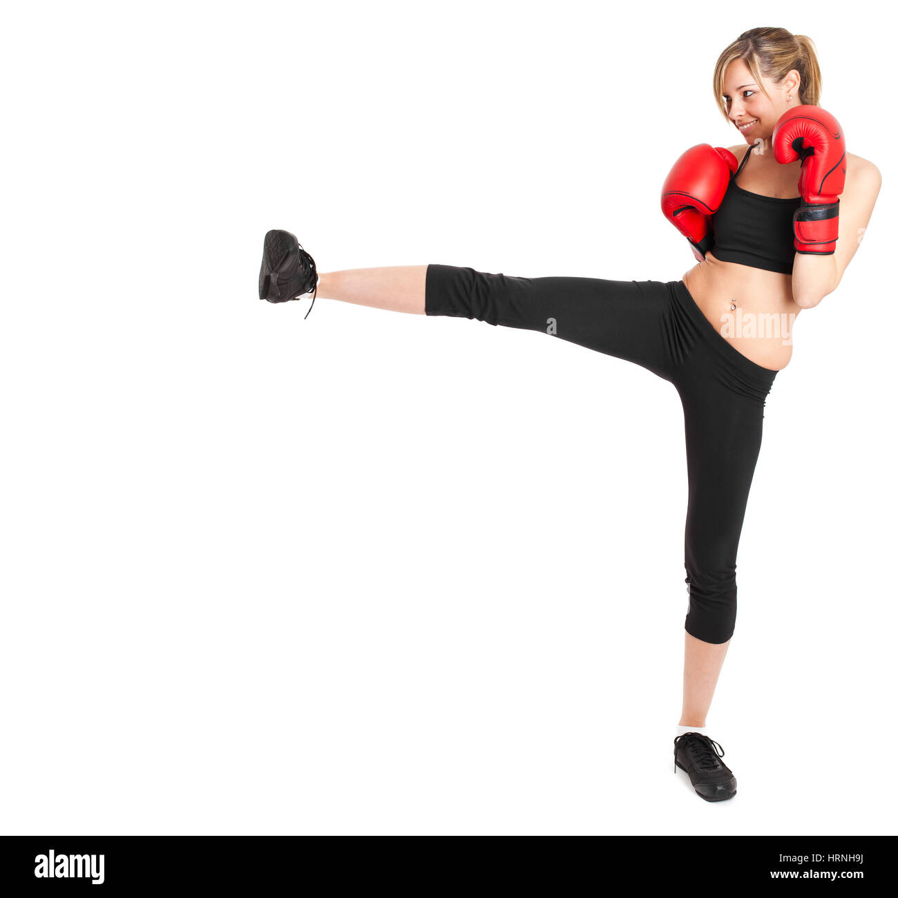 Young beautiful female boxer full length Stock Photo - Alamy