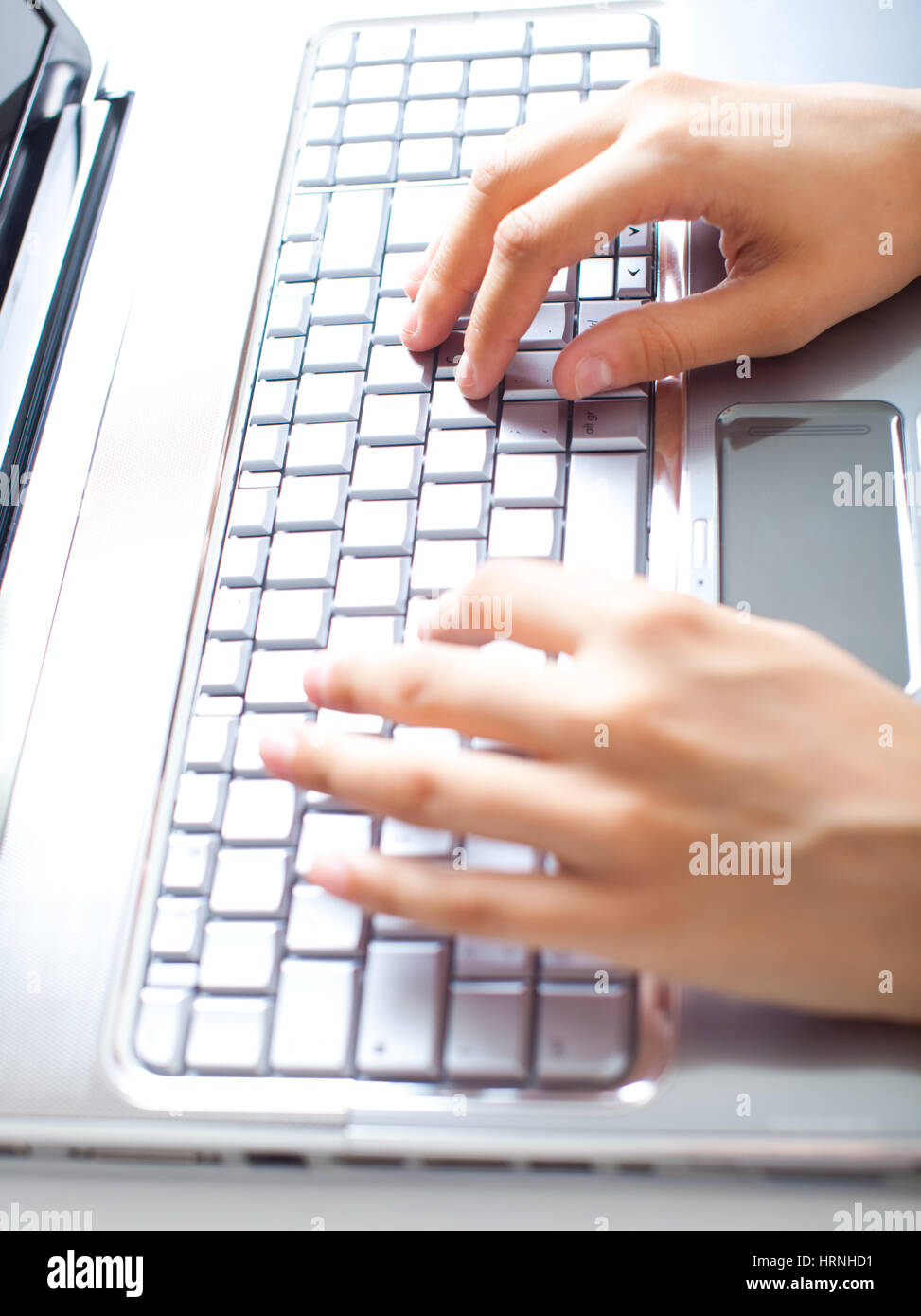 Female hands typing on a laptop Stock Photo - Alamy
