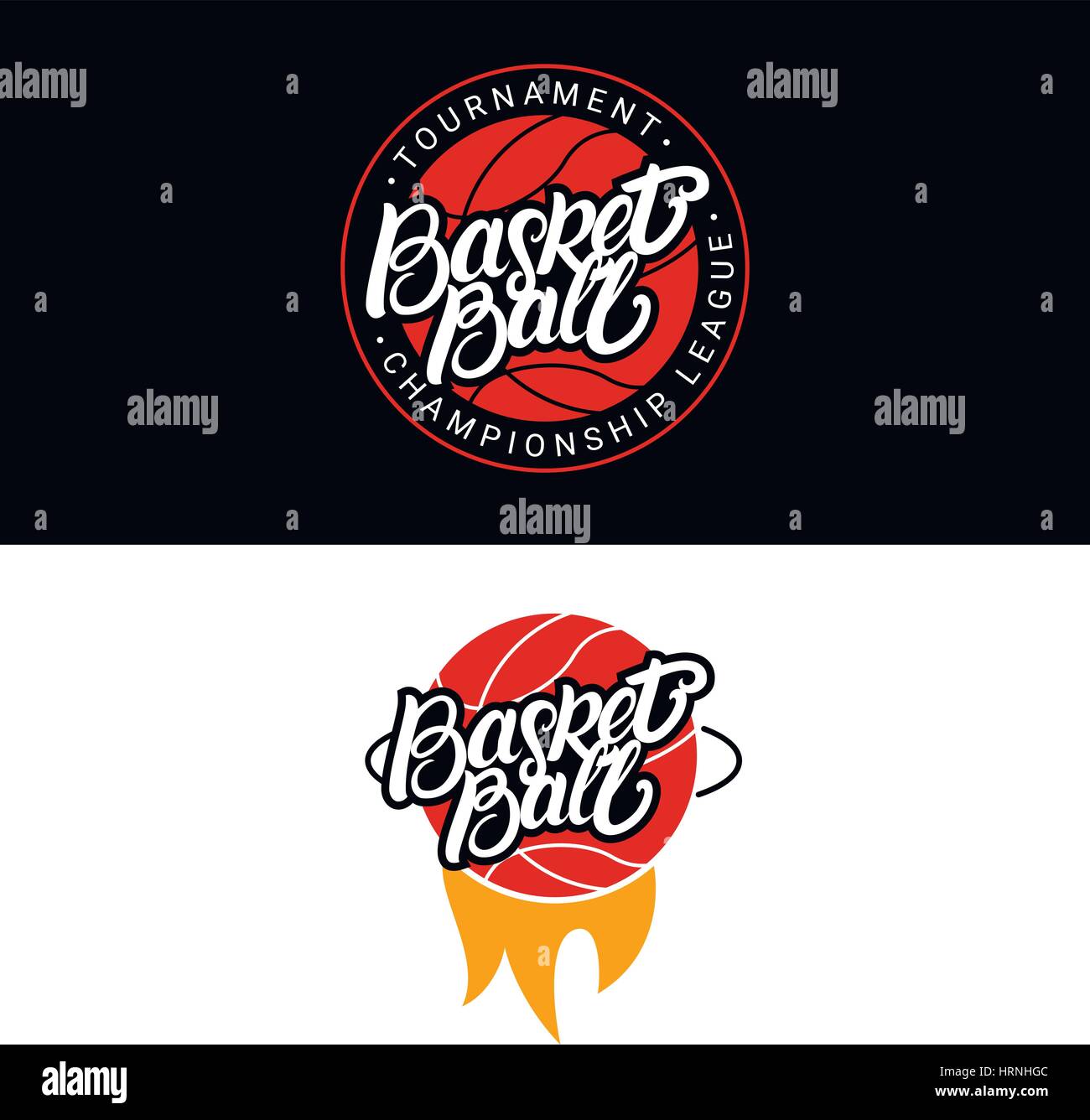 Set of Basketball hand written lettering logo, emblem, label, badge ...