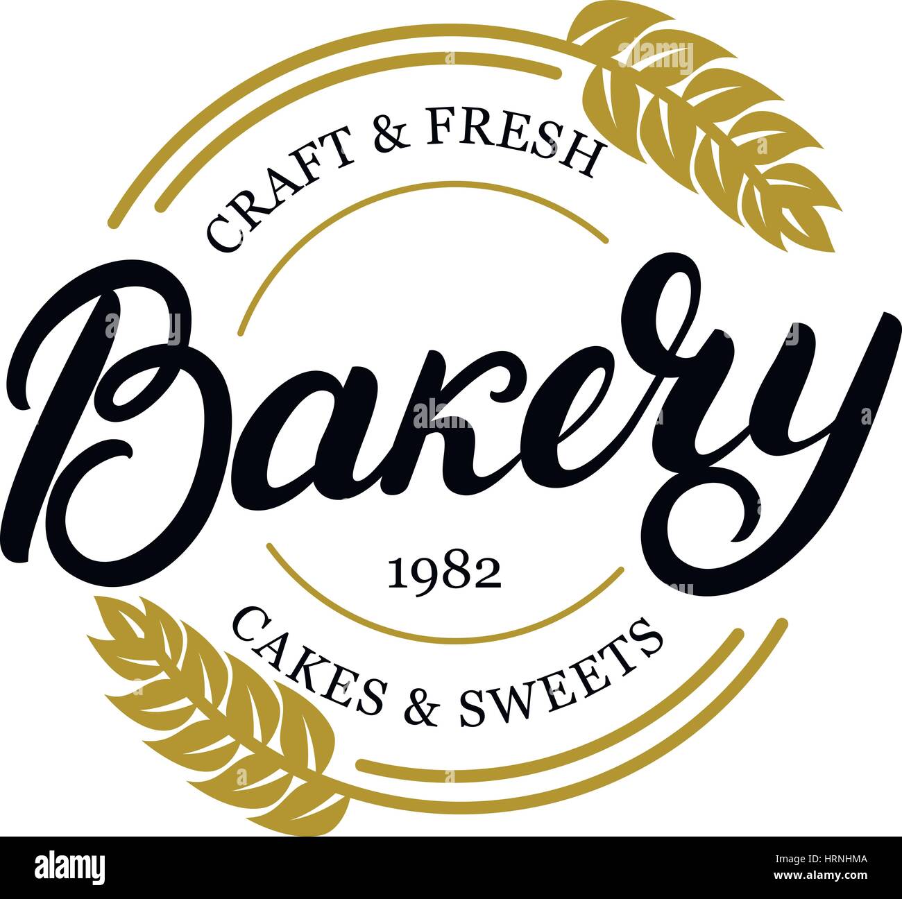 Bakery hand written lettering logo, label, badge, emblem Stock Vector ...