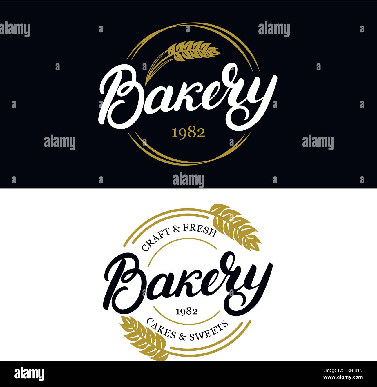 Set of Bakery hand written lettering logo, label, badge, emblem Stock ...