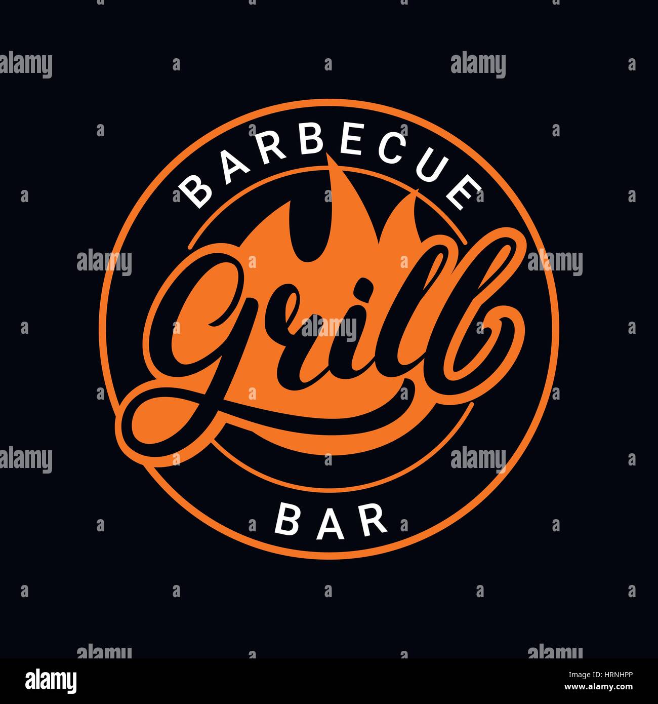 Grill barbecue bar hand written lettering logo, label, badge or emblem ...