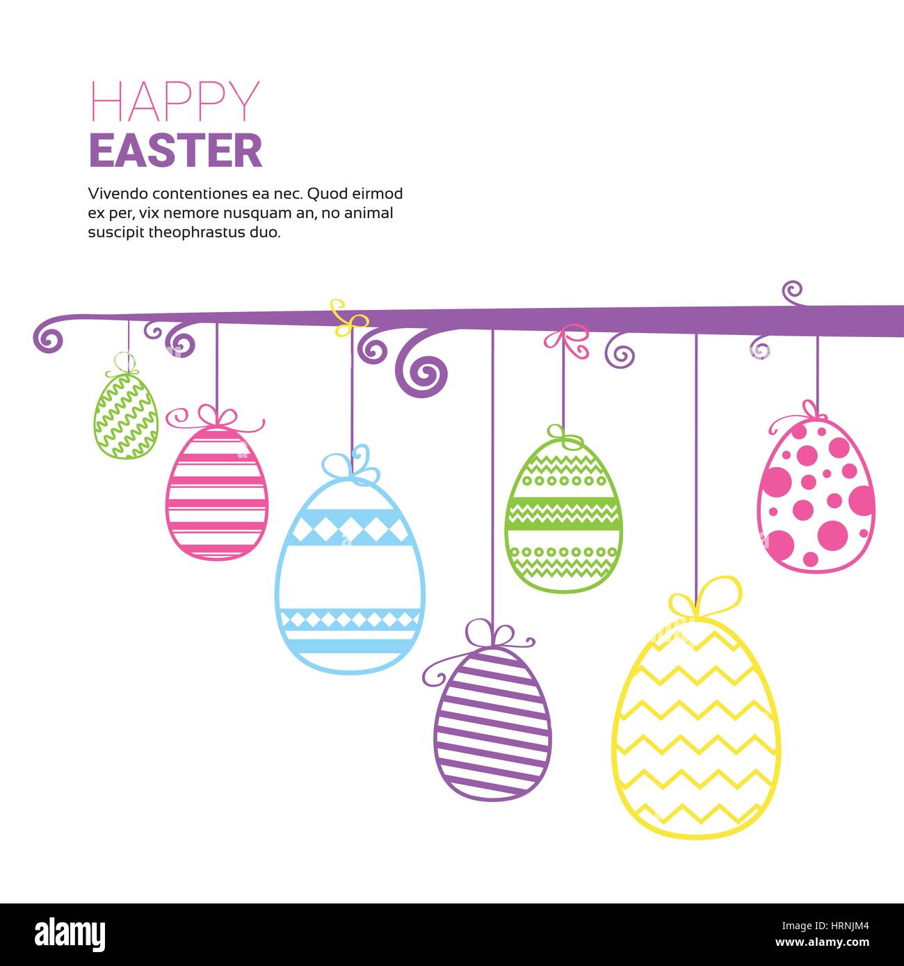 Decorated Colorful Eggs Easter Holiday Symbols Greeting Card Stock ...