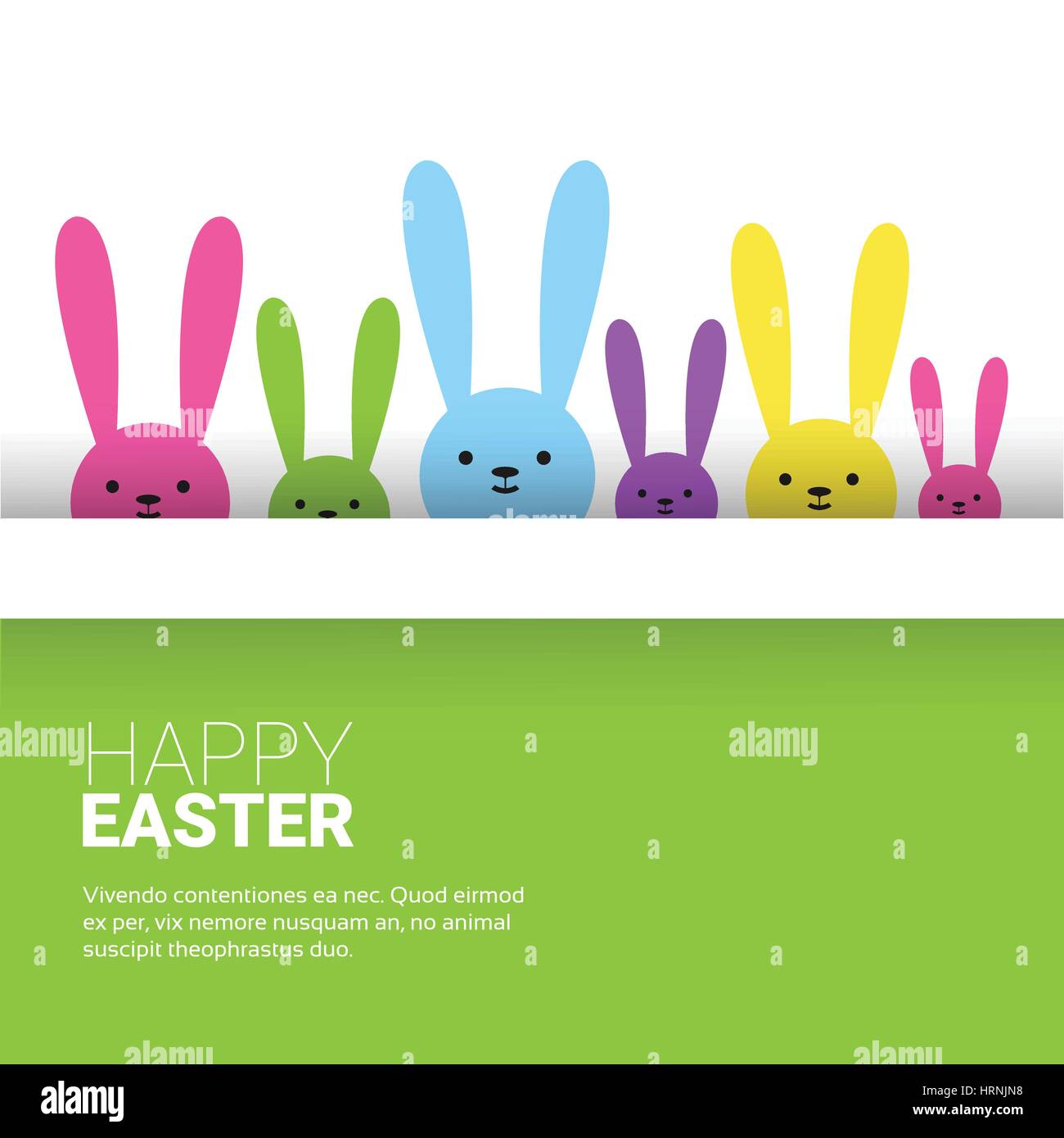Rabbit Easter Holiday Bunny Symbols Greeting Card Stock Vector Image ...