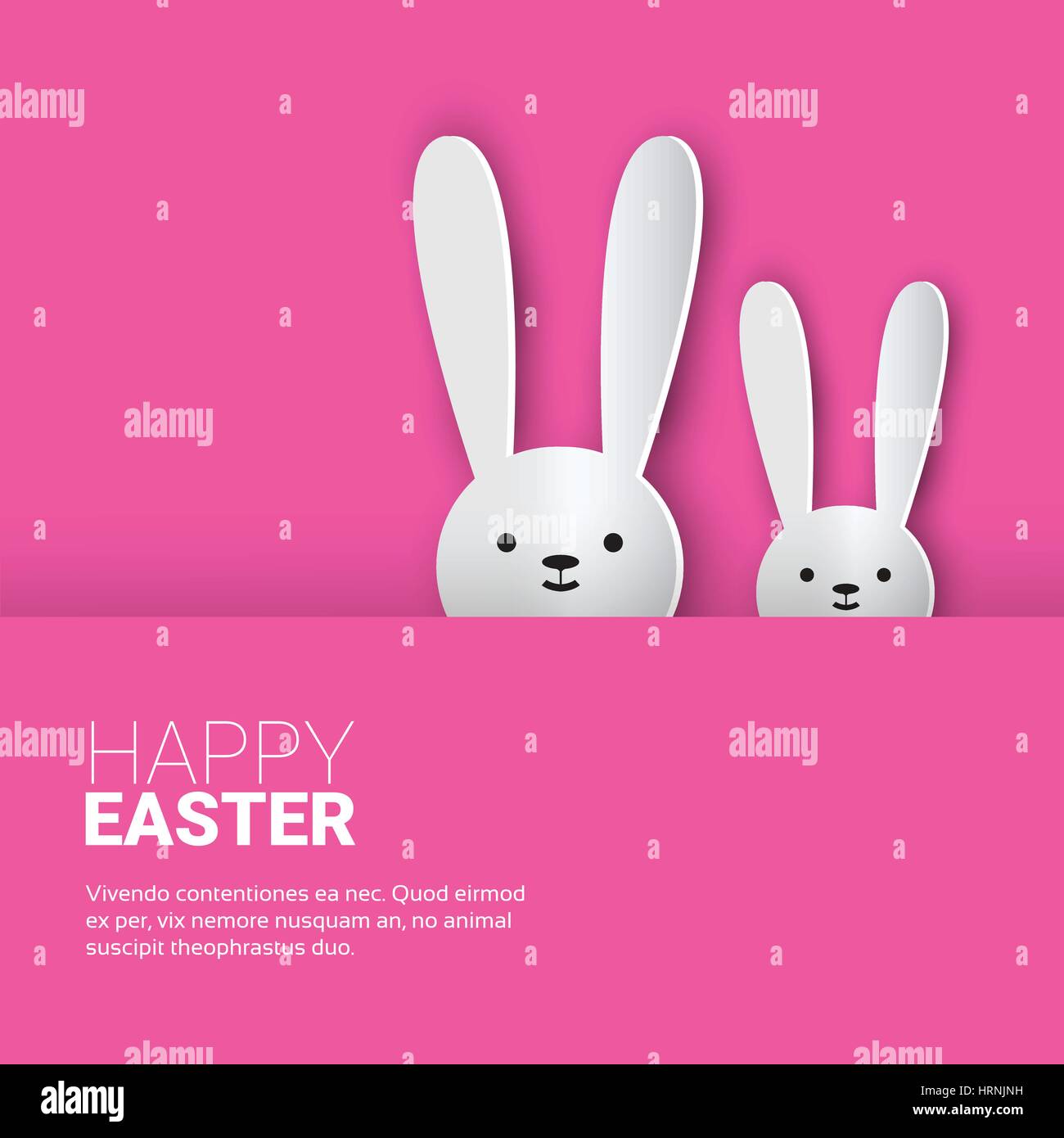 Rabbit Easter Holiday Bunny Symbols Greeting Card Stock Vector Image ...