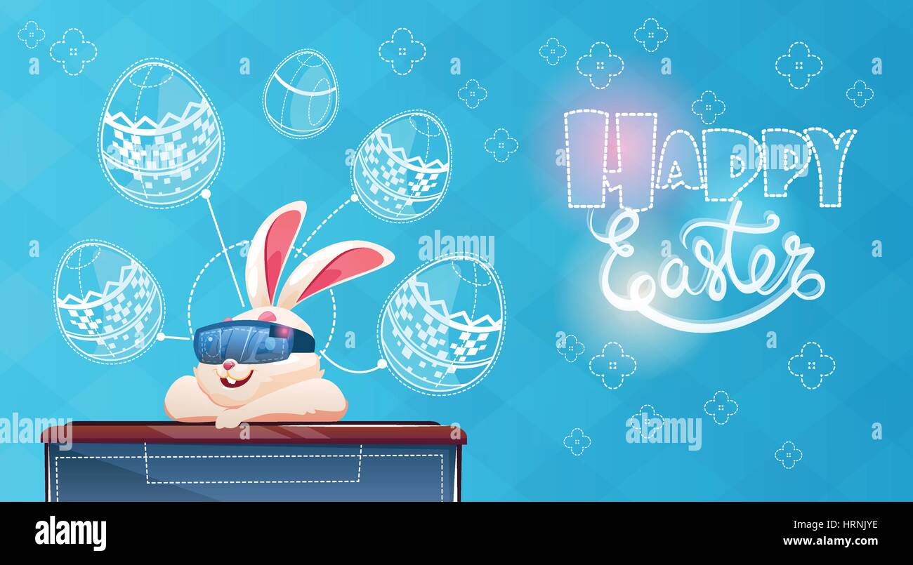 Rabbit Wear Digital Glasses Virtual Reality Decorated Eggs Easter ...