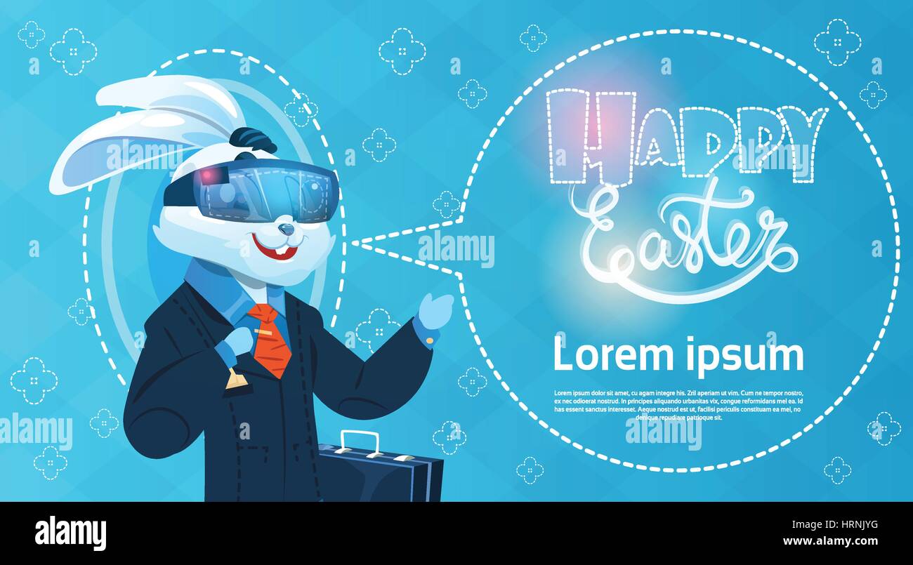 Rabbit Wear Digital Glasses Virtual Reality Easter Holiday Greeting ...