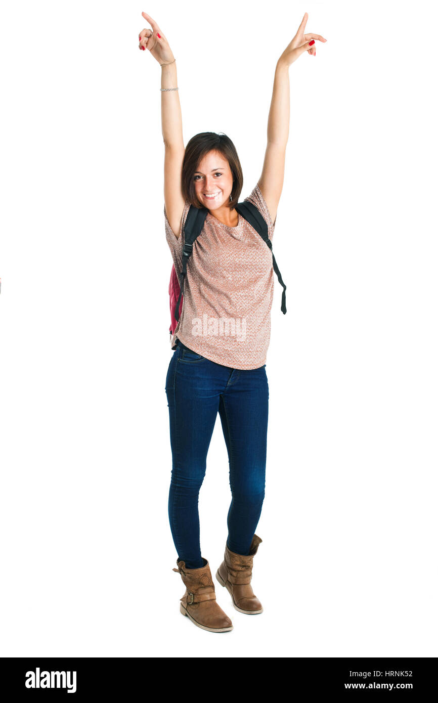 Happy full length student Stock Photo - Alamy