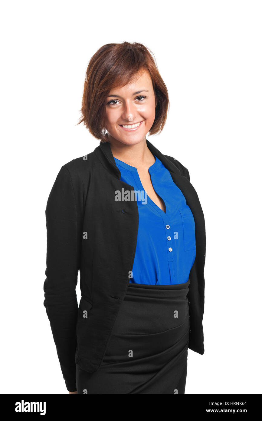 Beautiful female manager isolated on white Stock Photo - Alamy