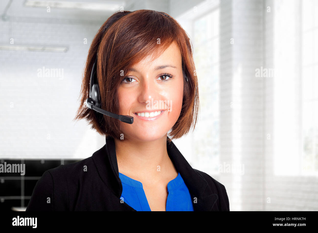 Portrait of a beautiful customer representative at work Stock Photo - Alamy