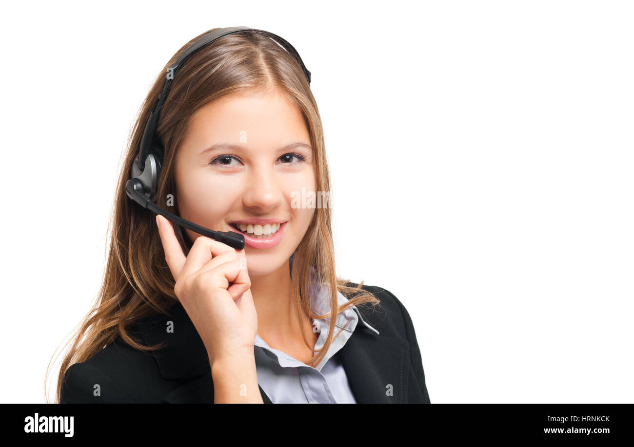 Beautiful smiling girl wearing headset hi-res stock photography and ...