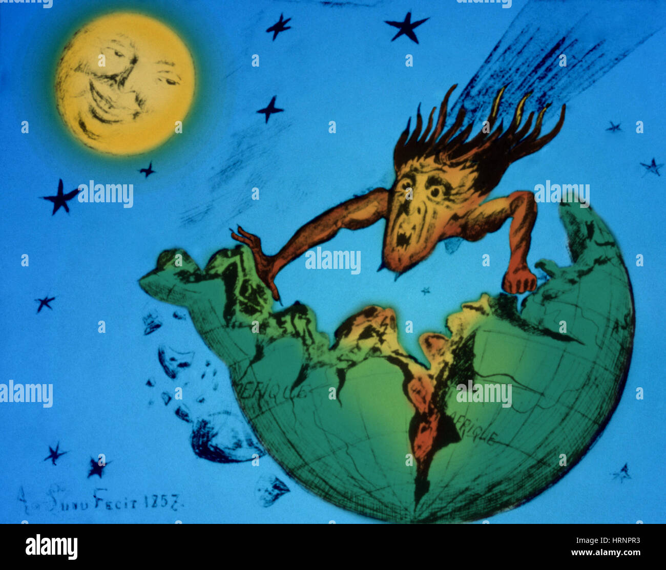 Comet Colliding With Earth, 1857 Stock Photo - Alamy