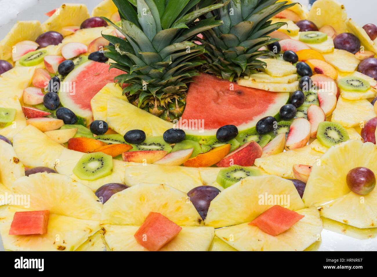 compositions of fresh fruit cut for buffets. typical summer fruits of ...