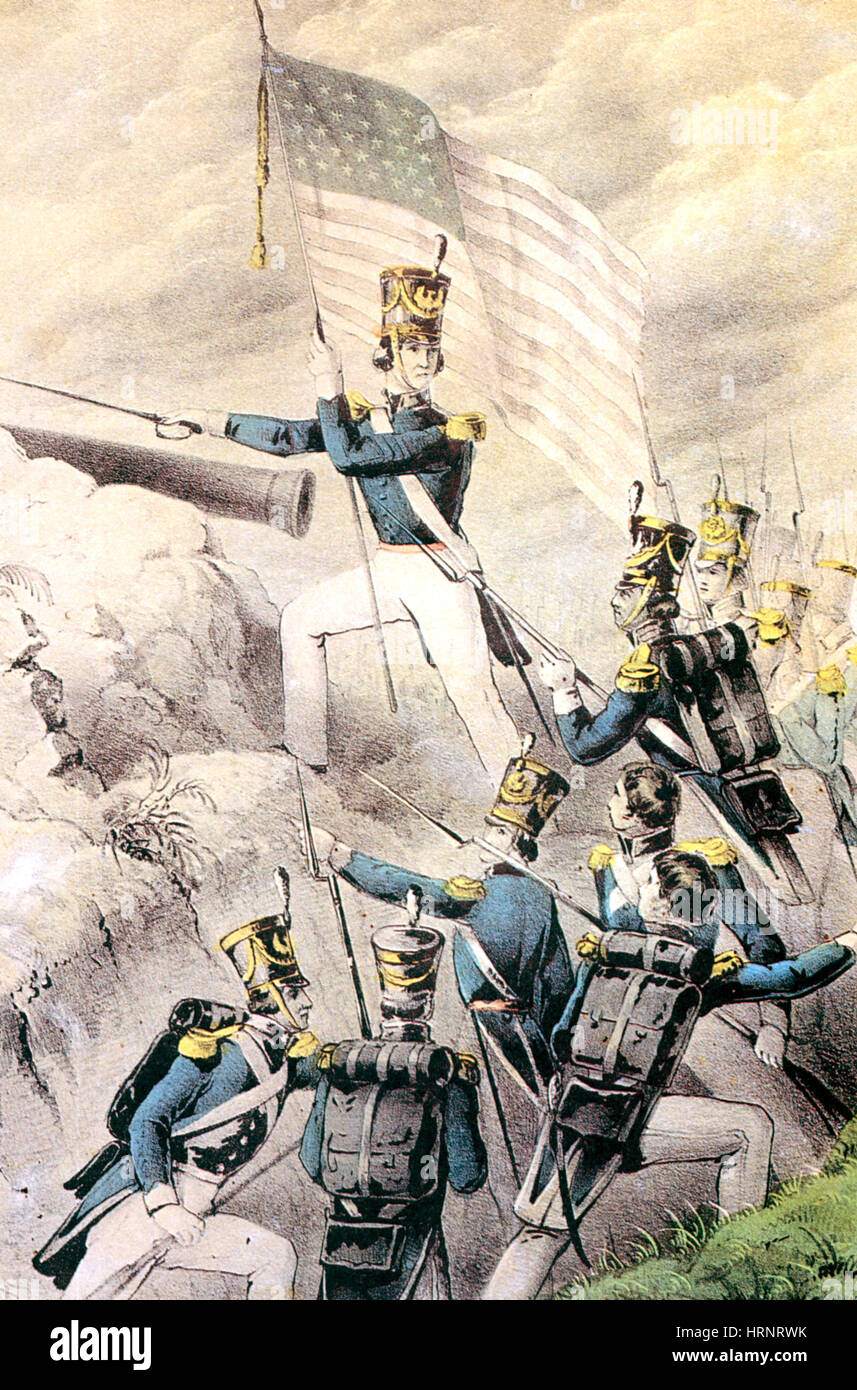 Mexican-American War, Storming the Heights at Monterrey, 1846 Stock ...