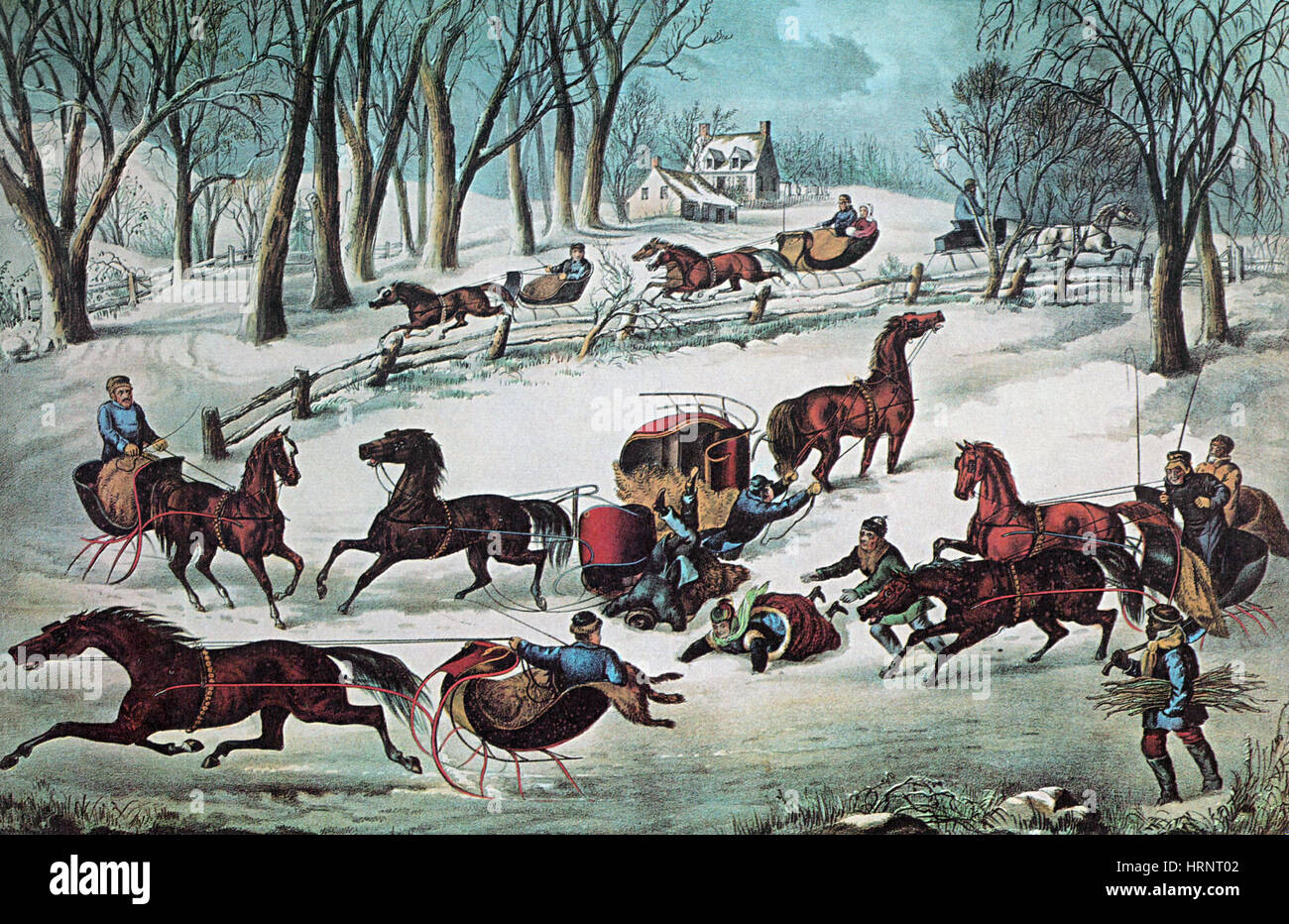 Sleighs, American Winter, 1870 Stock Photo - Alamy