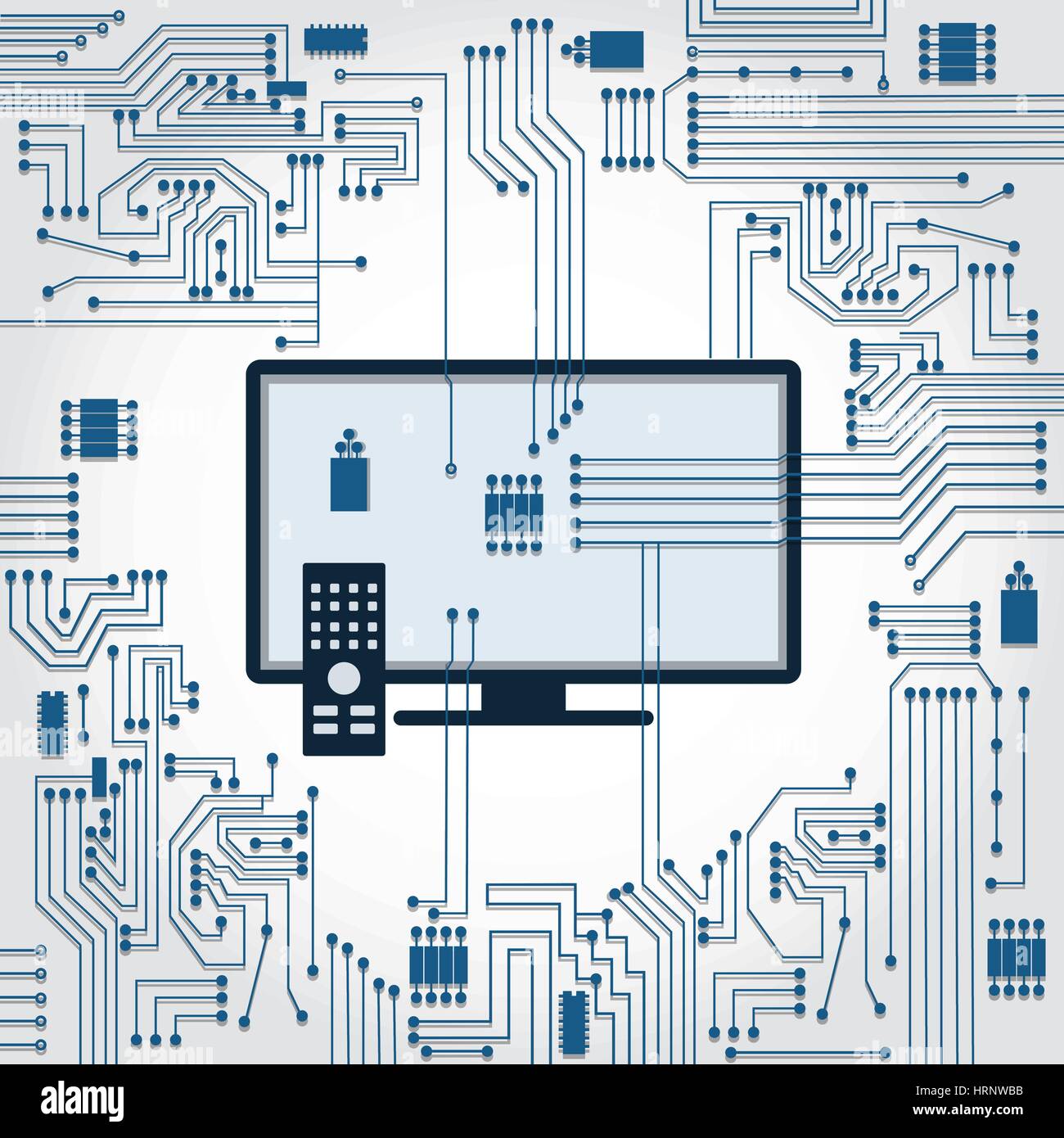 Electronics circuit background connecting to the TV screen Stock Vector ...
