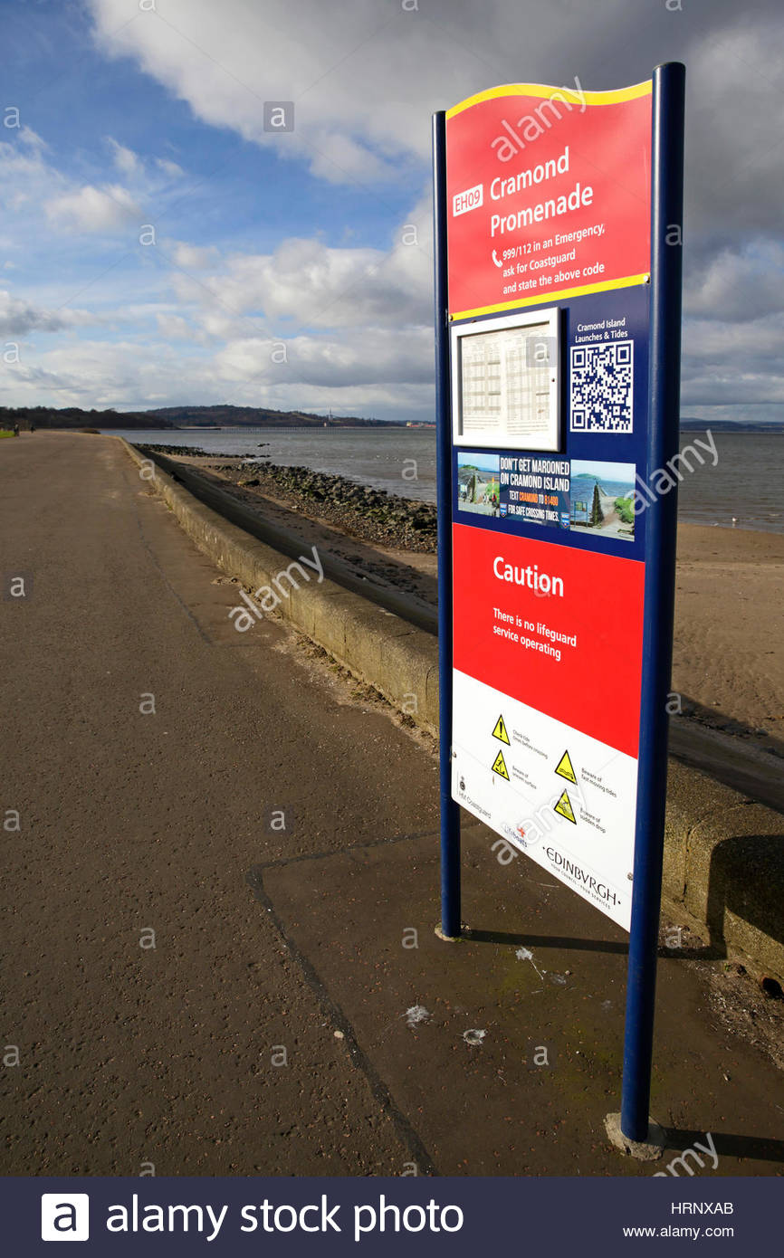 Cramond promenade sign hi-res stock photography and images - Alamy