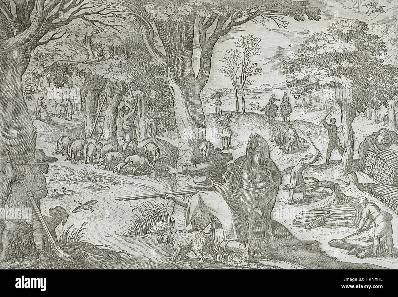 November, Hunting, 16th Century Calendar Stock Photo - Alamy