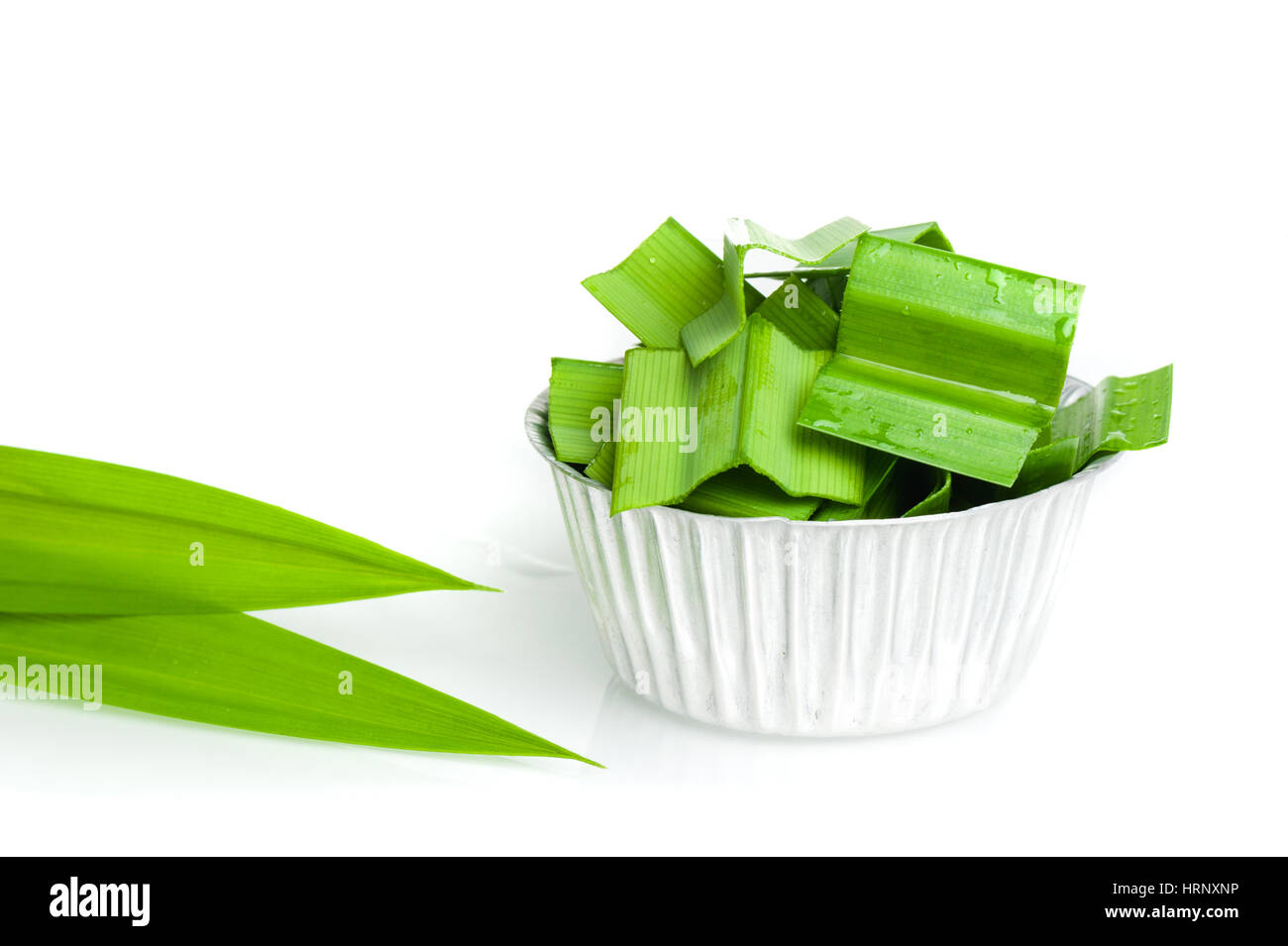 closeup green fresh Pandan leaves, Thai herbal Stock Photo - Alamy
