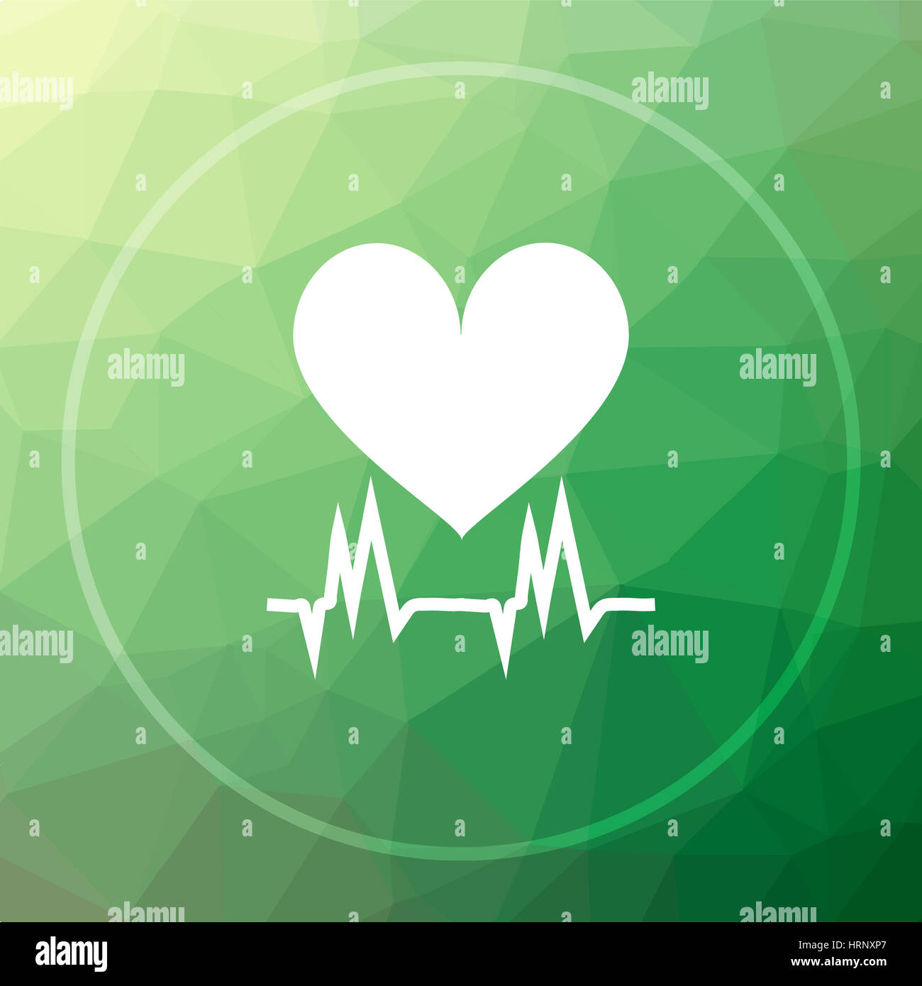 Heart icon. Heart website button on green low poly background Stock ...