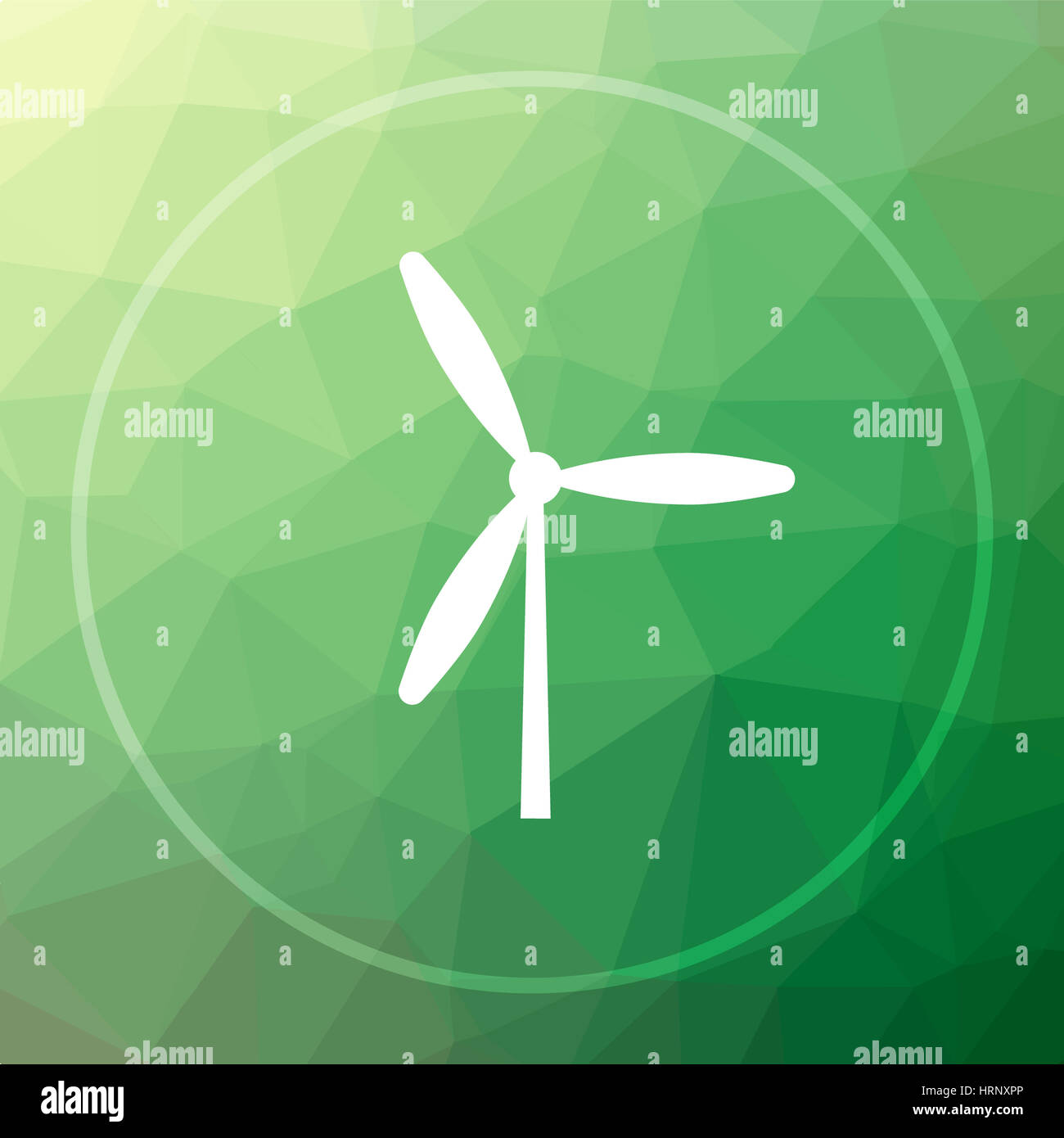 Windmill icon. Windmill website button on green low poly background ...