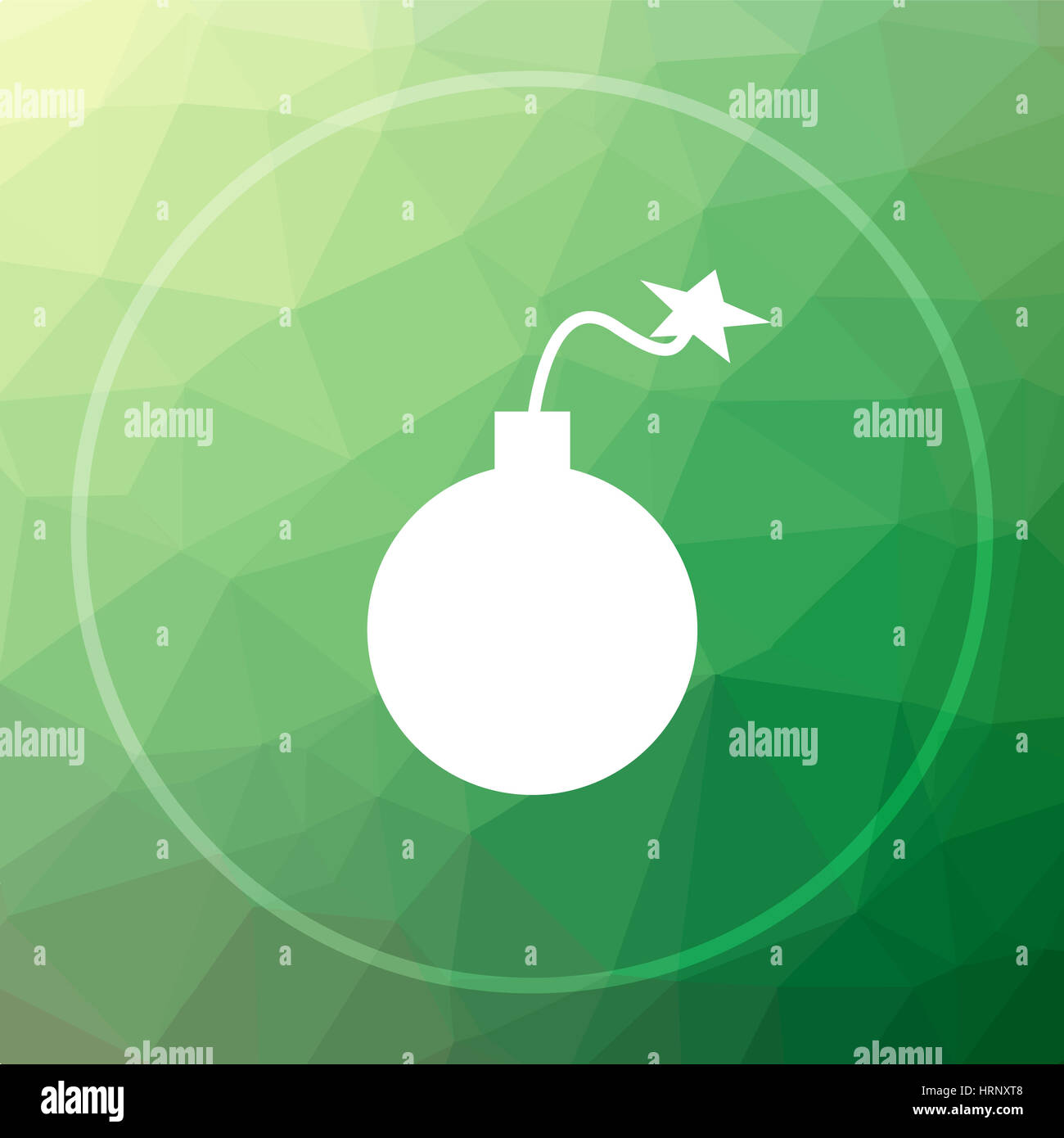 Bomb icon. Bomb website button on green low poly background Stock Photo ...