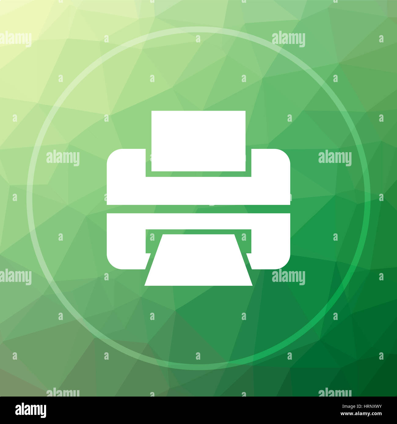 Printer icon. Printer website button on green low poly background Stock ...