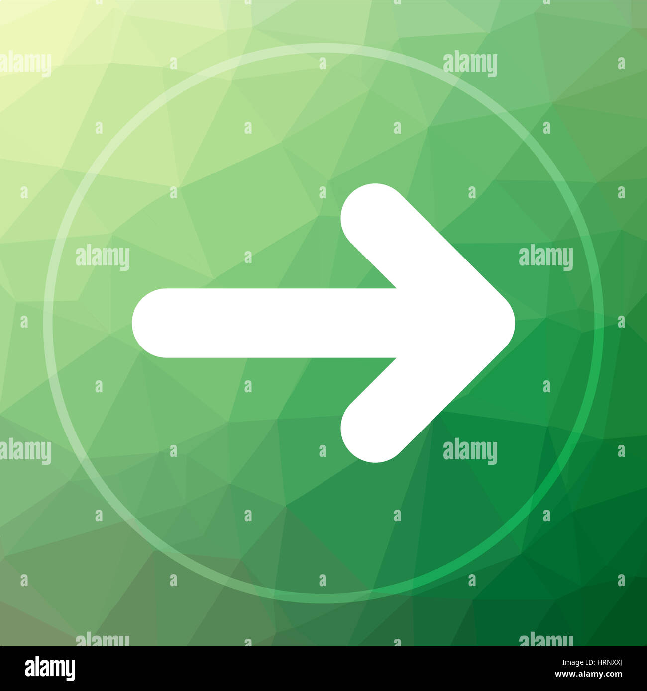 Right arrow icon. Right arrow website button on green low poly ...