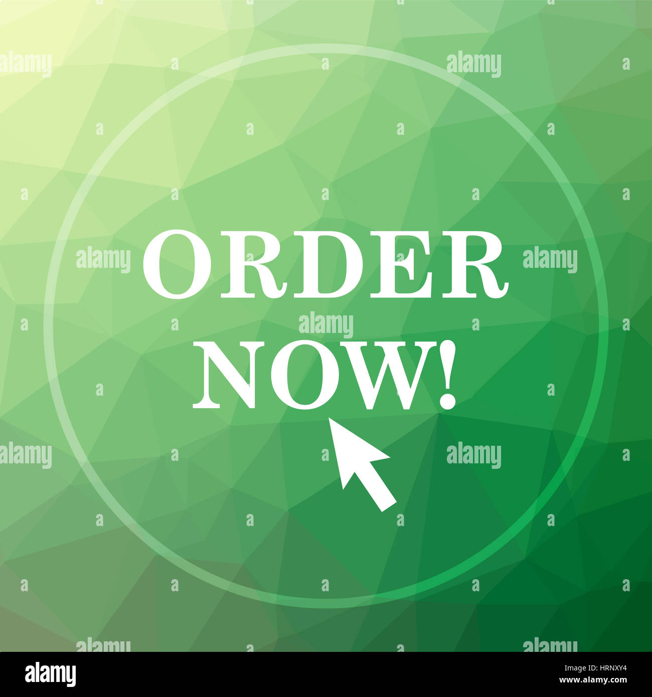 Order now icon. Order now website button on green low poly background ...