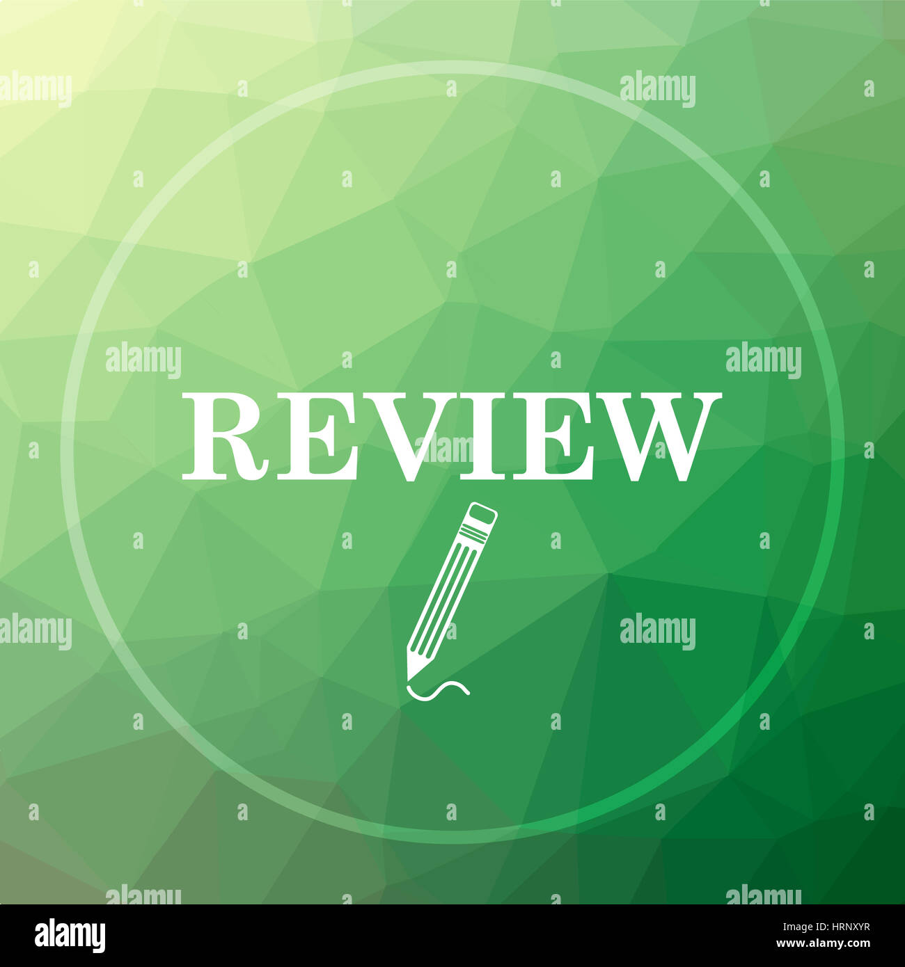 Review icon. Review website button on green low poly background Stock ...