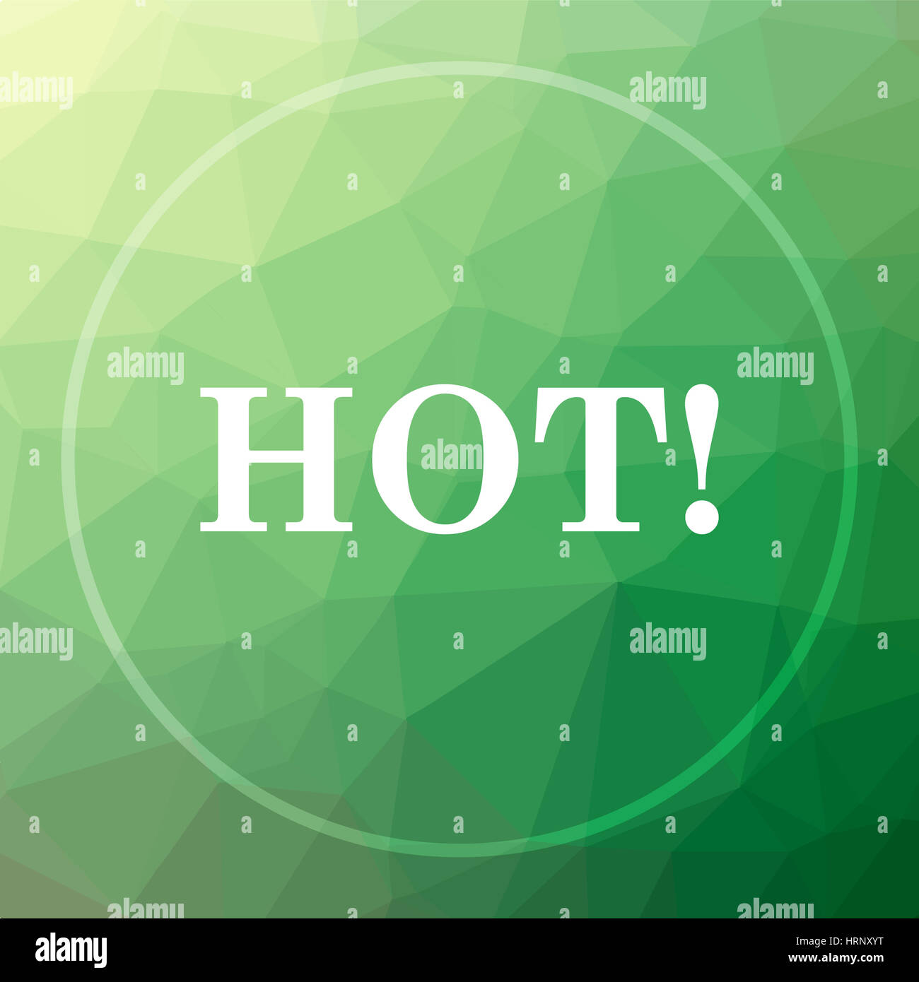 Hot icon. Hot website button on green low poly background Stock Photo ...