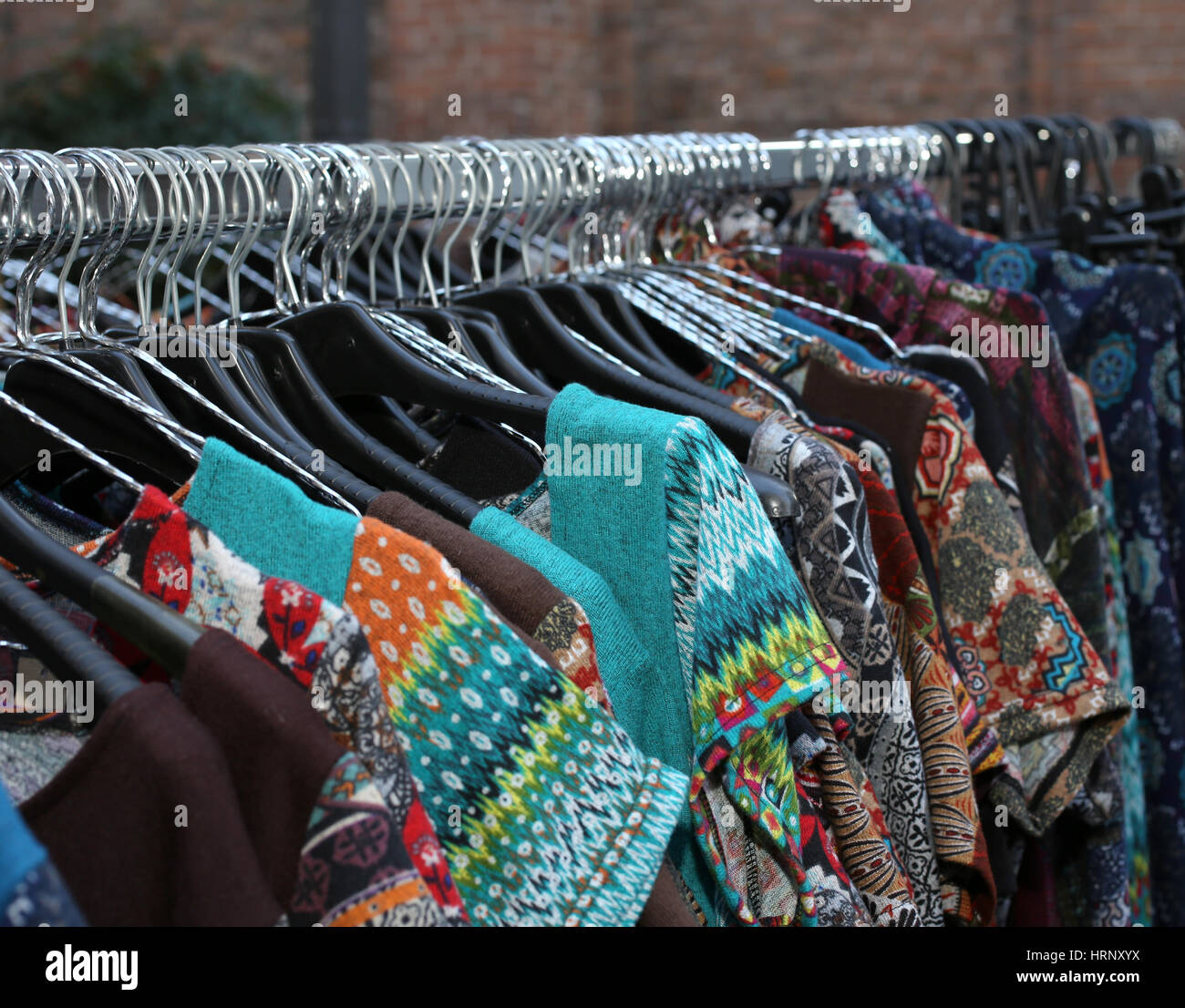 Old clothes flea market hanging hi-res stock photography and images - Alamy