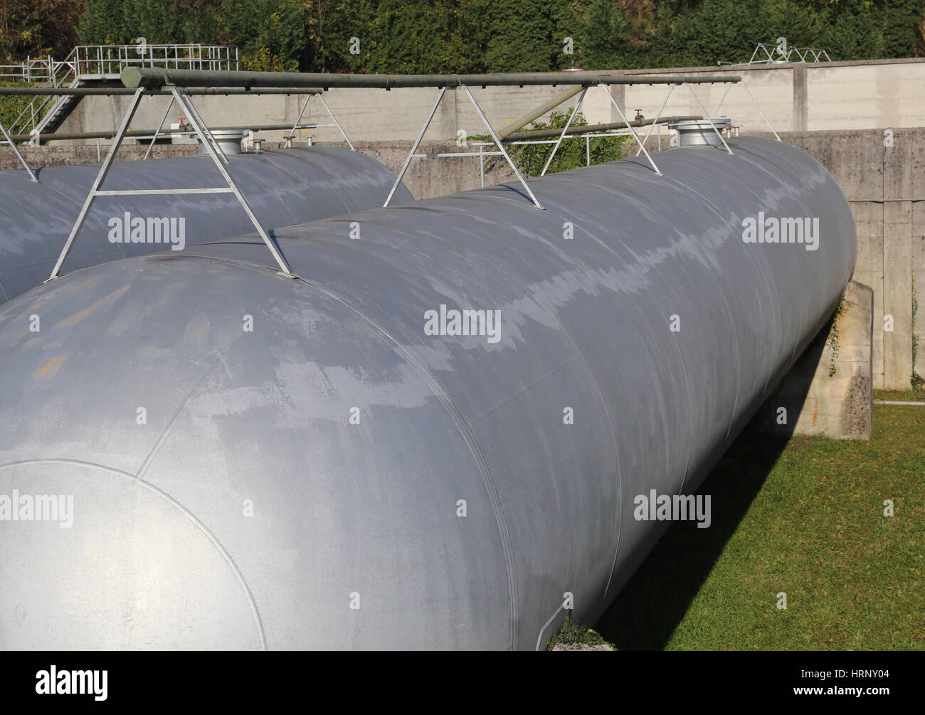 giant cylindrical container for the storage of natural gas Stock Photo ...