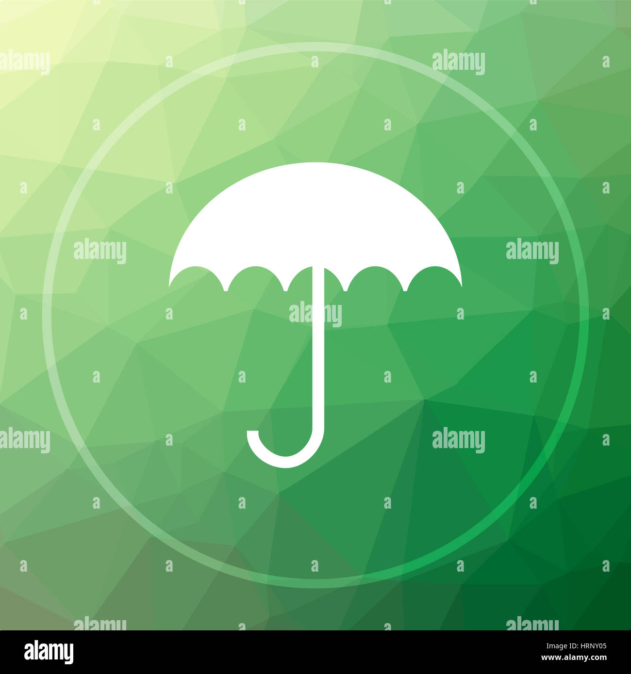 Umbrella icon. Umbrella website button on green low poly background ...
