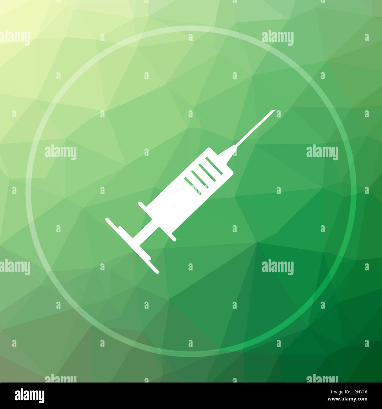 Syringe icon. Syringe website button on green low poly background Stock ...