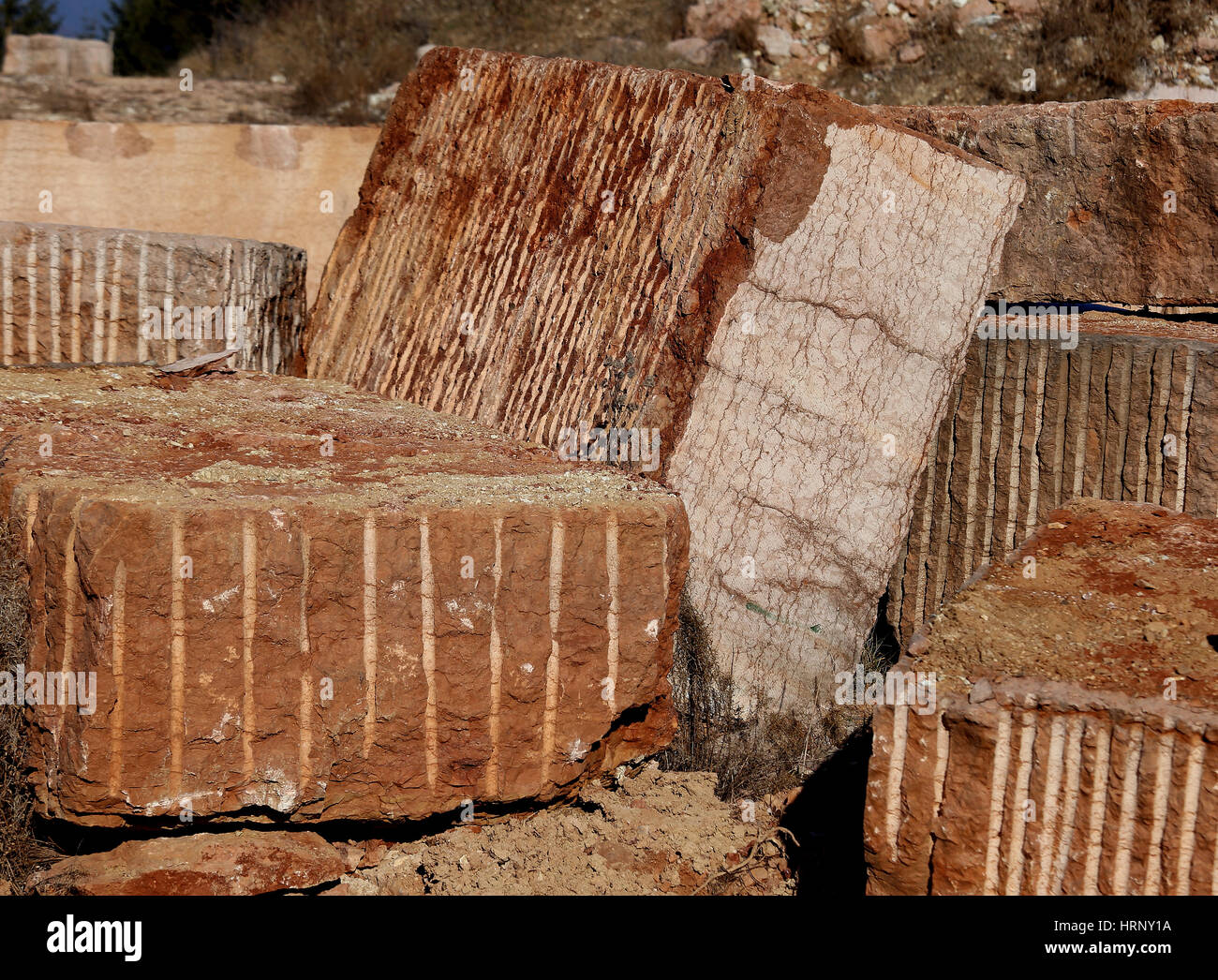 huge marble quarry with many big blocks of marble extracted Stock Photo ...